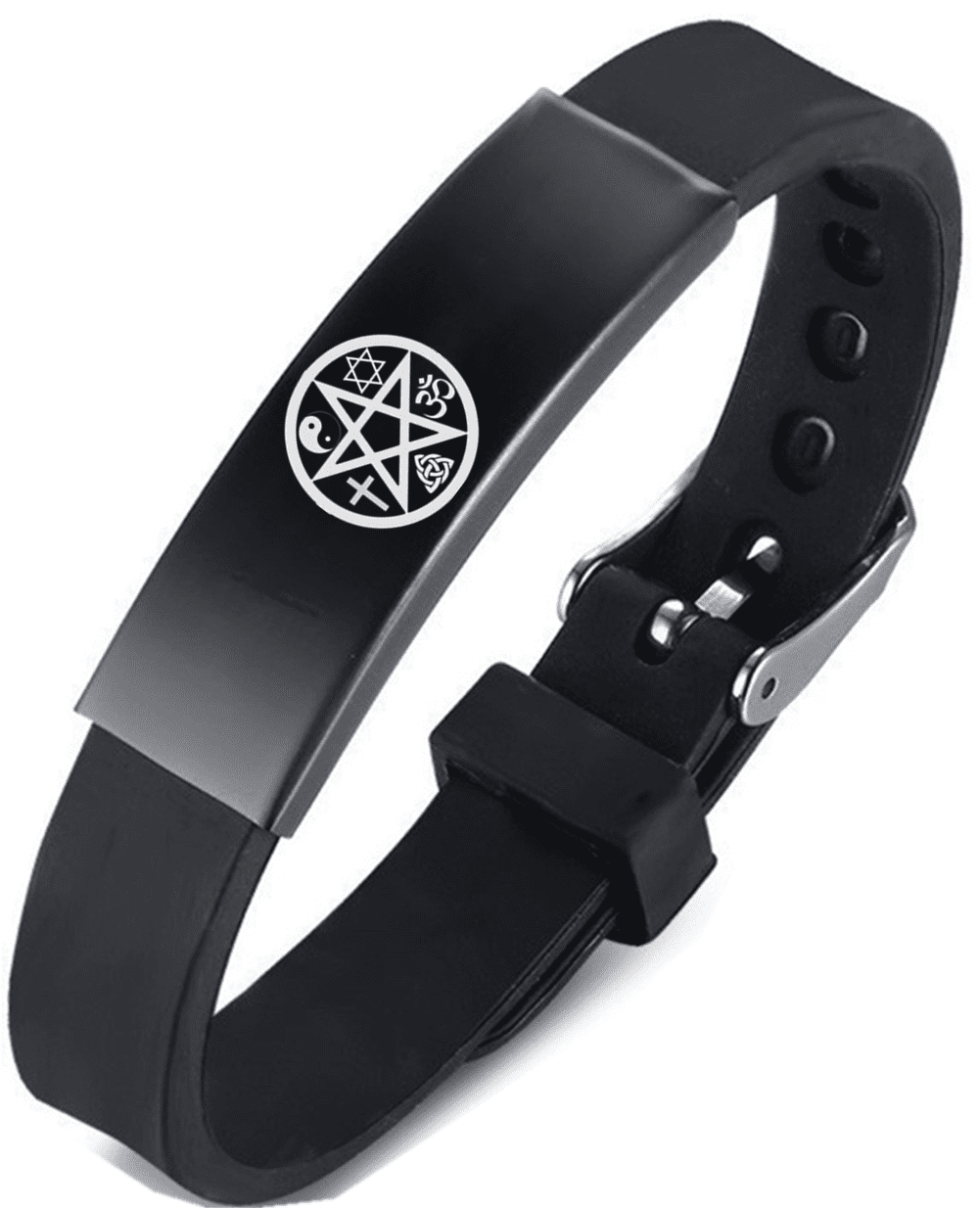 Multi-religiou Wicca Jewelry - Adjustable Pentacle Pentagram Silicone ...