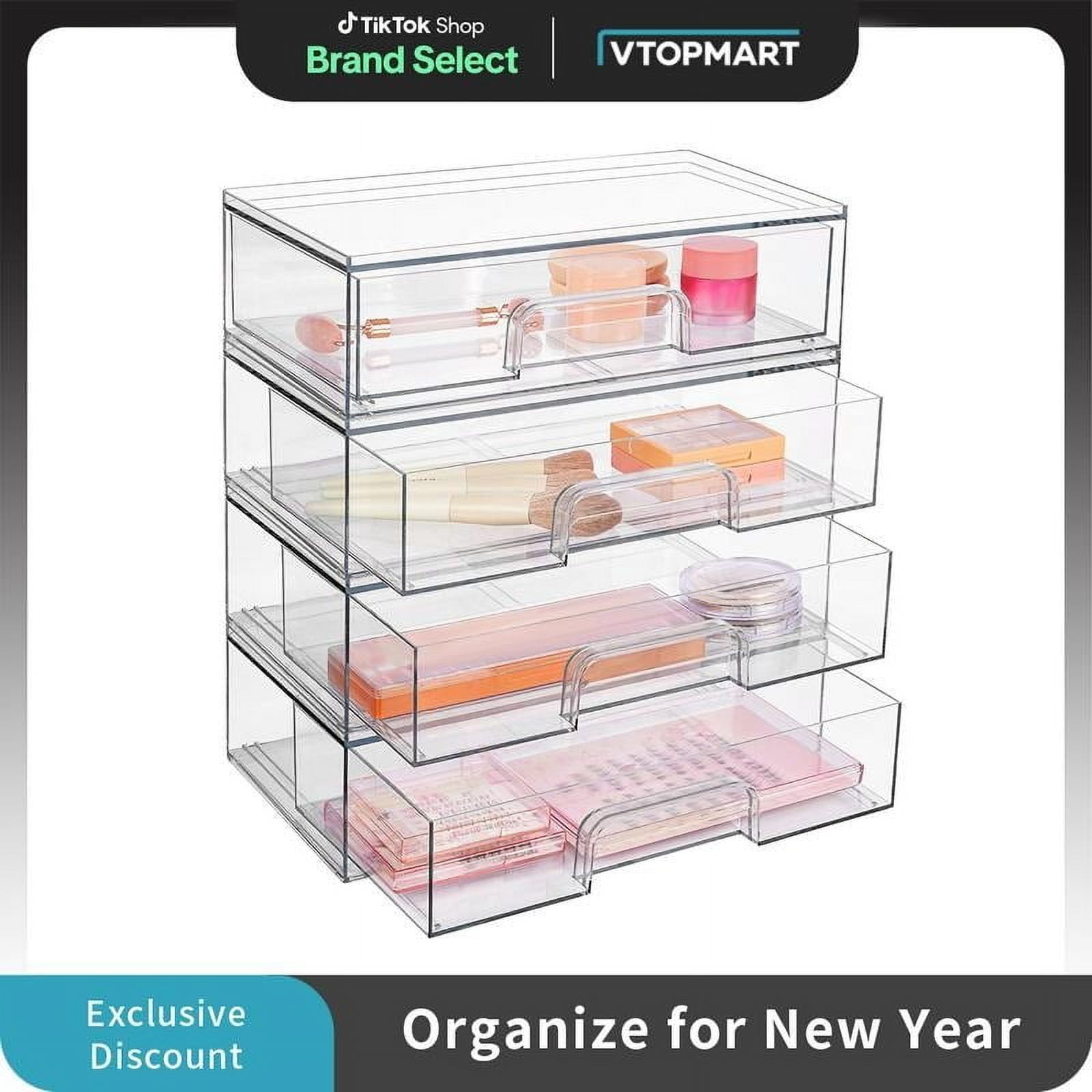 [Multi-scenario storage ]VTOPMART Stackable Clear Acrylic Drawer ...