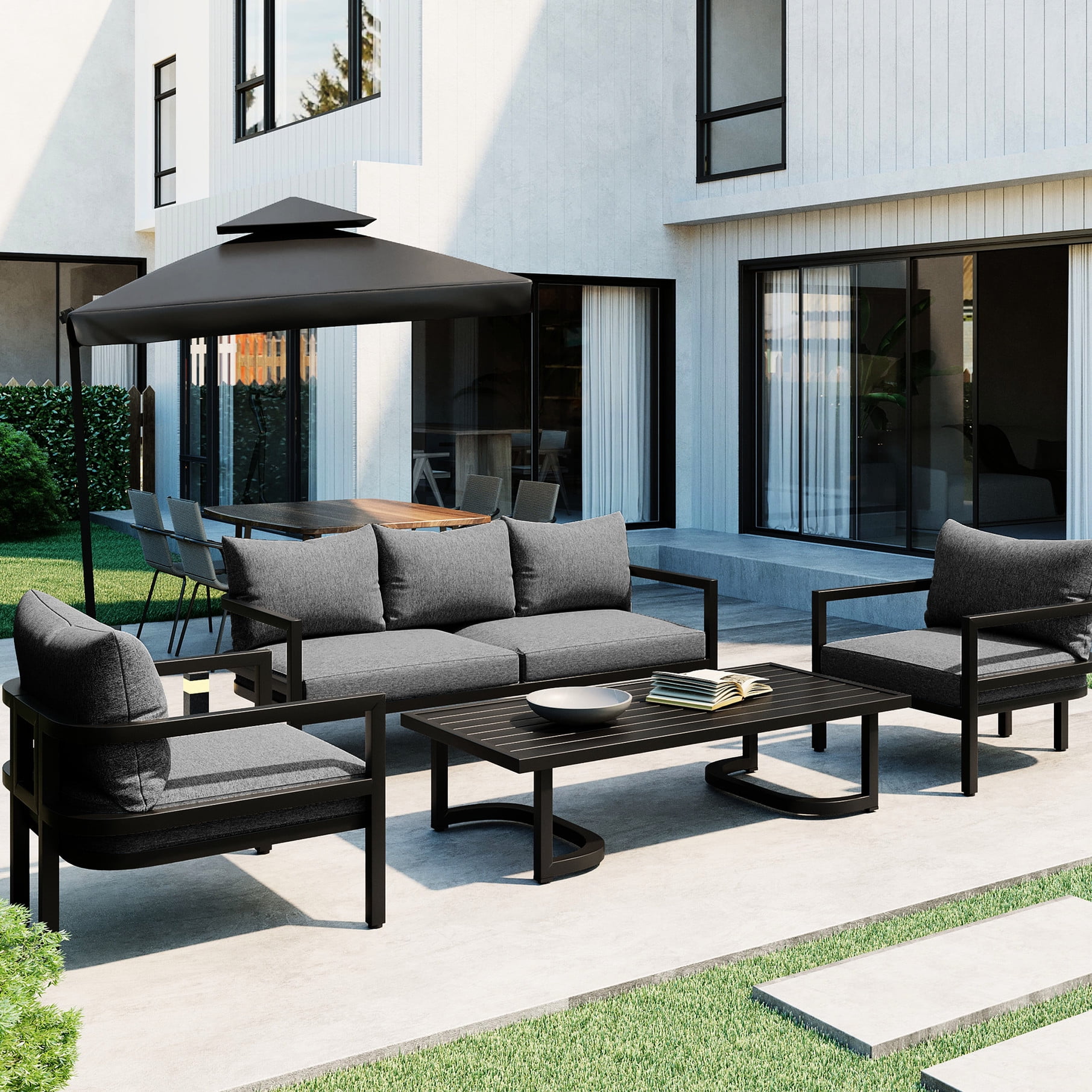 Multi-seat Configuration - Acacia Wood Table - Outdoor Lounging ...