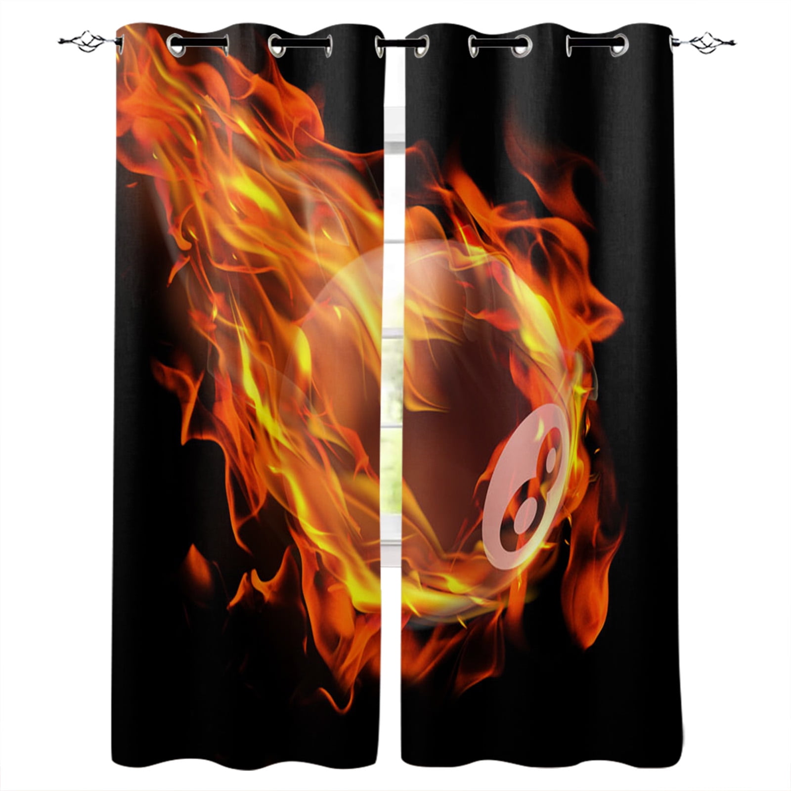 Multi-size Football Ball Sports Wall Broken Window Curtains Polyester ...