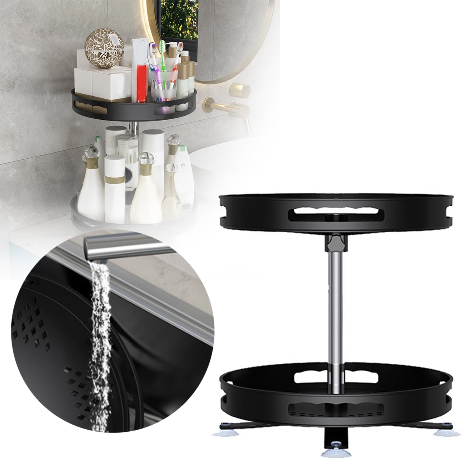 Multi-storey kitchen rotating shelf|Grey|1/2/3 Tier Multifunctional ...