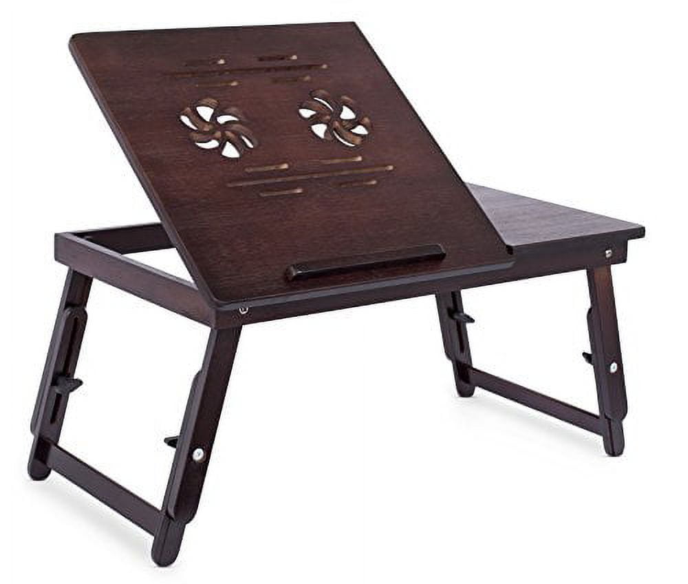 Multi-tasking Laptop Bed Tray with Adjustable Legs - Walnut - Walmart.com