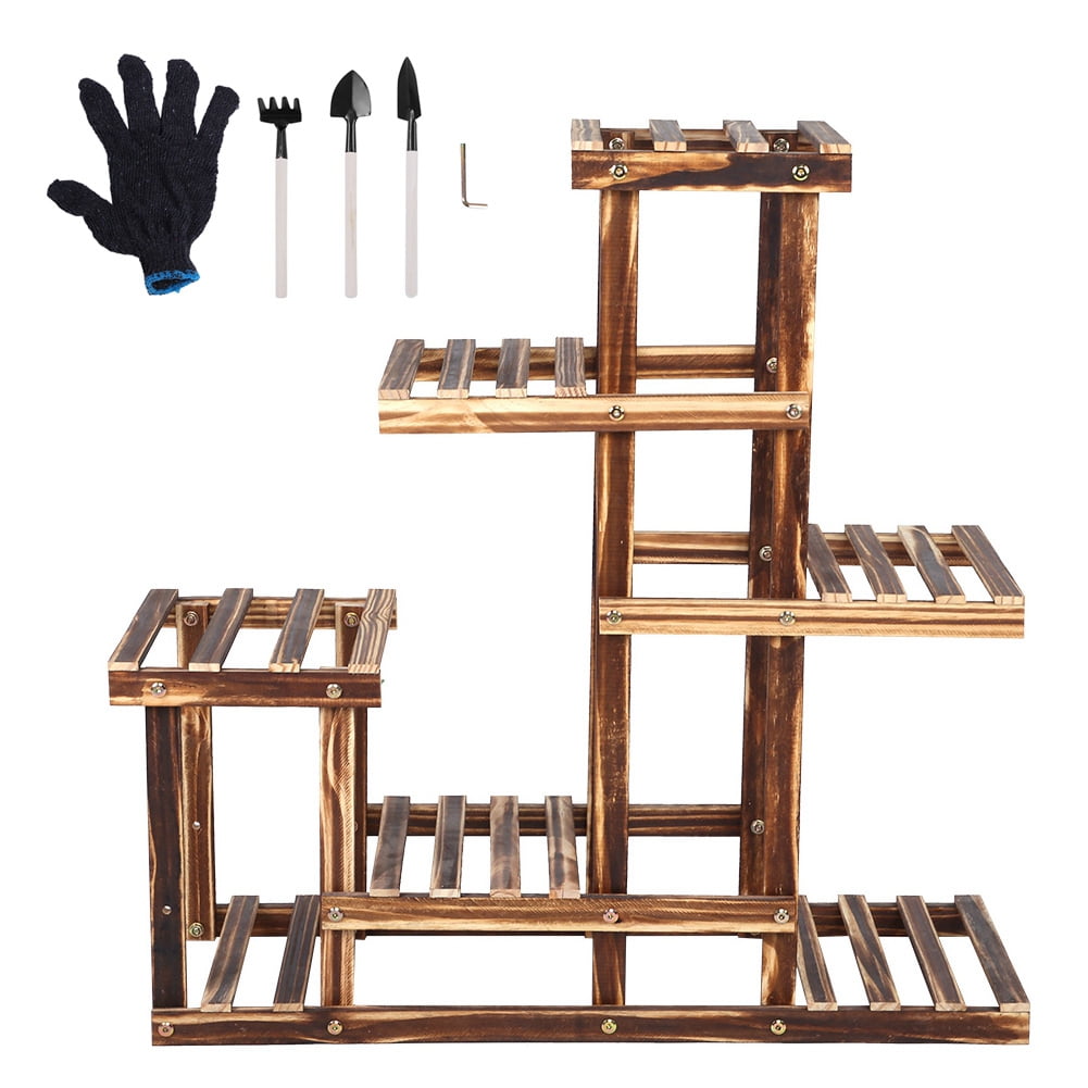 Multi tiers Wooden Plant Stand Balcony Garden Flower Plant Stand ...