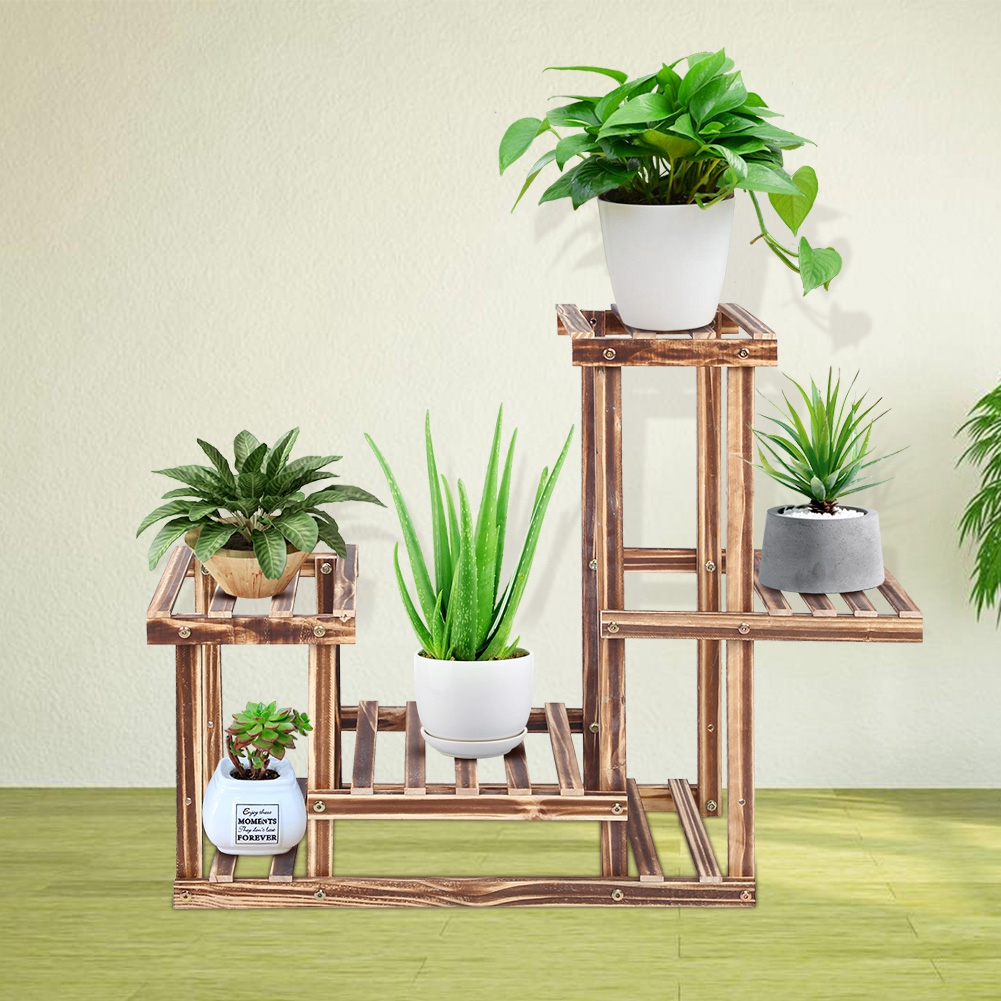 Multi tiers Wooden Plant Stand Balcony Garden Flower Plant Stand ...