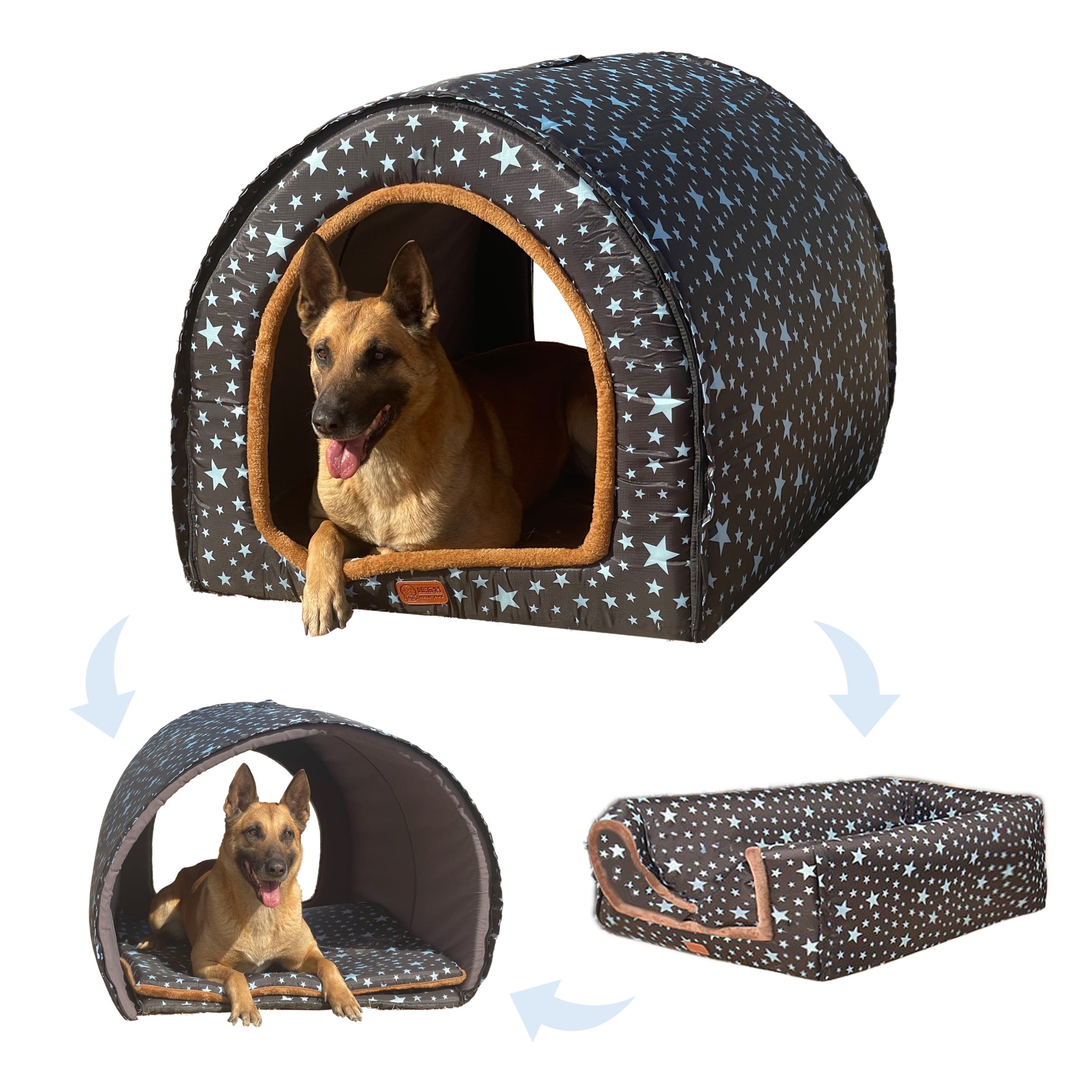 Multi-use Soft Dog House Convertible to Bed, Upgraded Extra Large 2-in ...