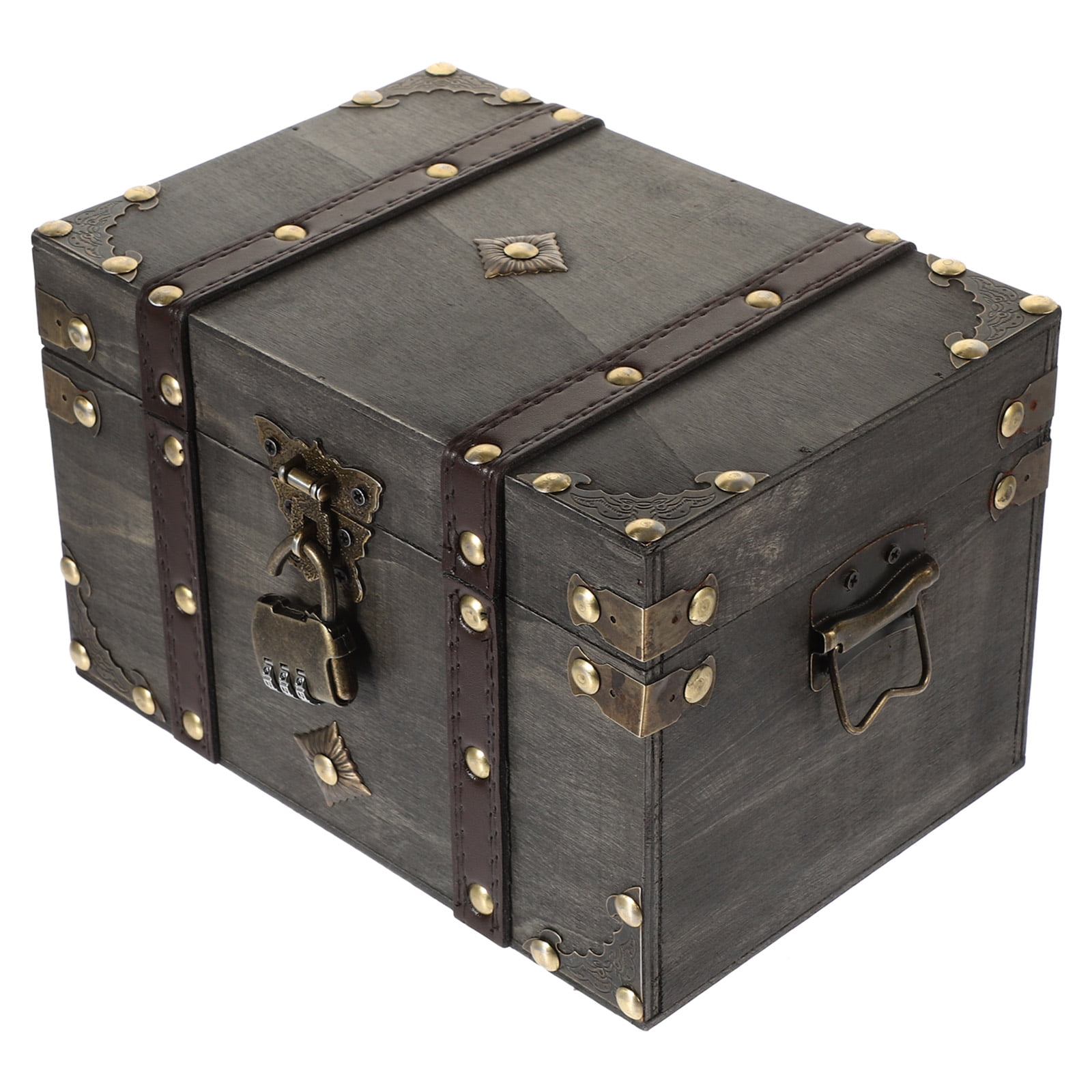 Multi-use Treasure Chest Box Vintage Style Wood Box Large-capacity Wood ...