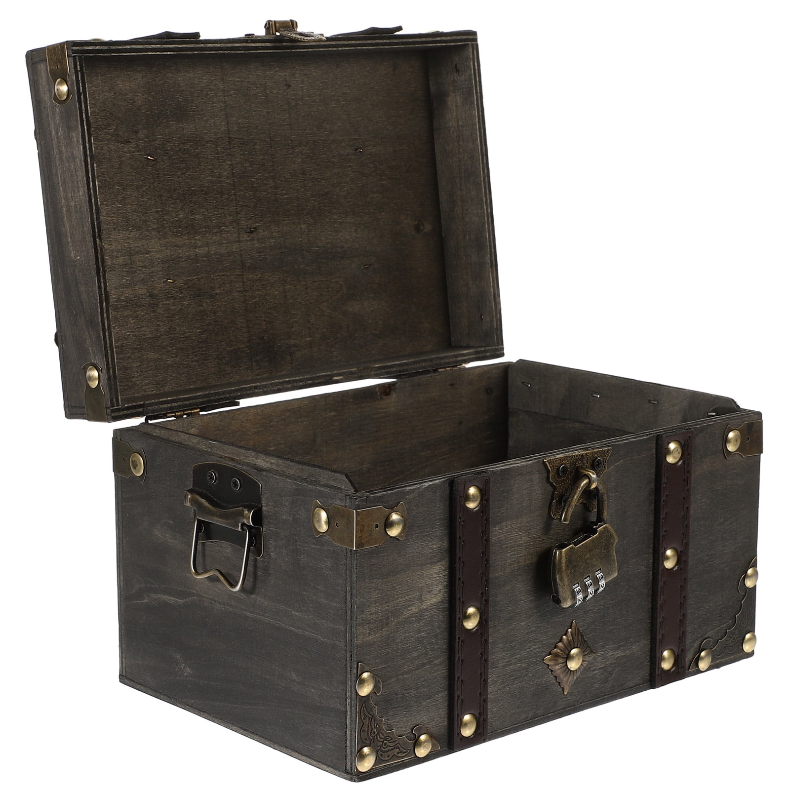 Multi-use Treasure Chest Box Vintage Style Wood Box Large-capacity Wood ...
