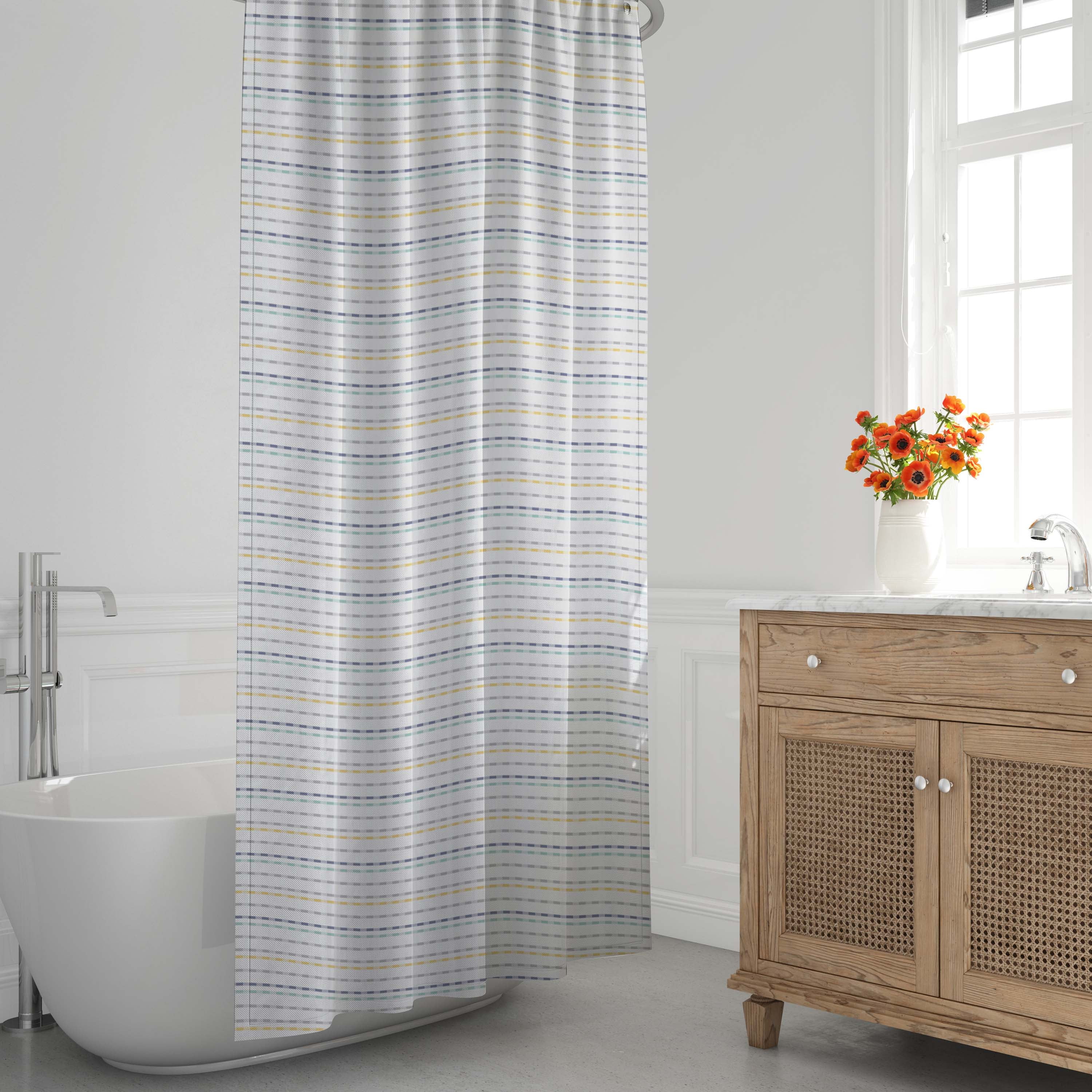MultiColor Stripe Shower Curtain, Recycled Cotton, 72” x 72”, Metro ...