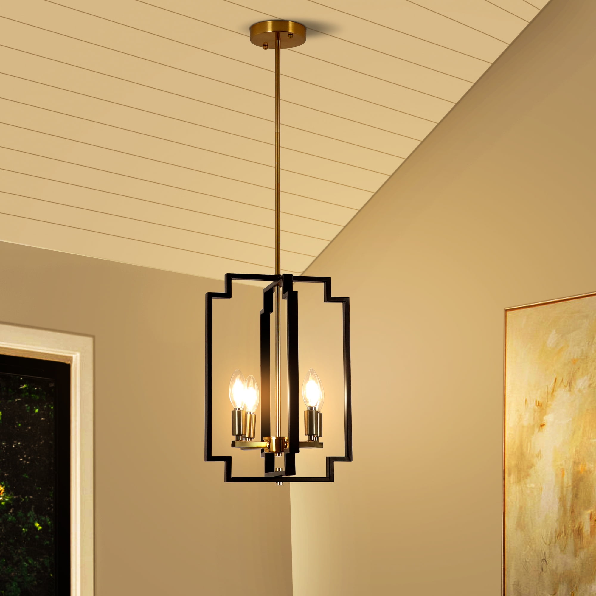 MultiEase Black Rectangle Hanging Light Fixture: Farmhouse Ceiling ...
