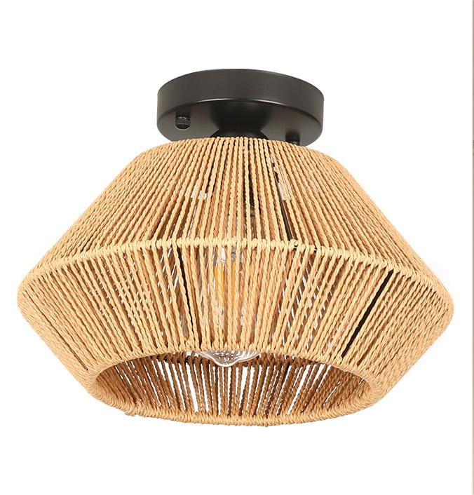 MultiEase Boho Ceiling Light Fixtures: Mini Rattan Chandelier - Woven ...