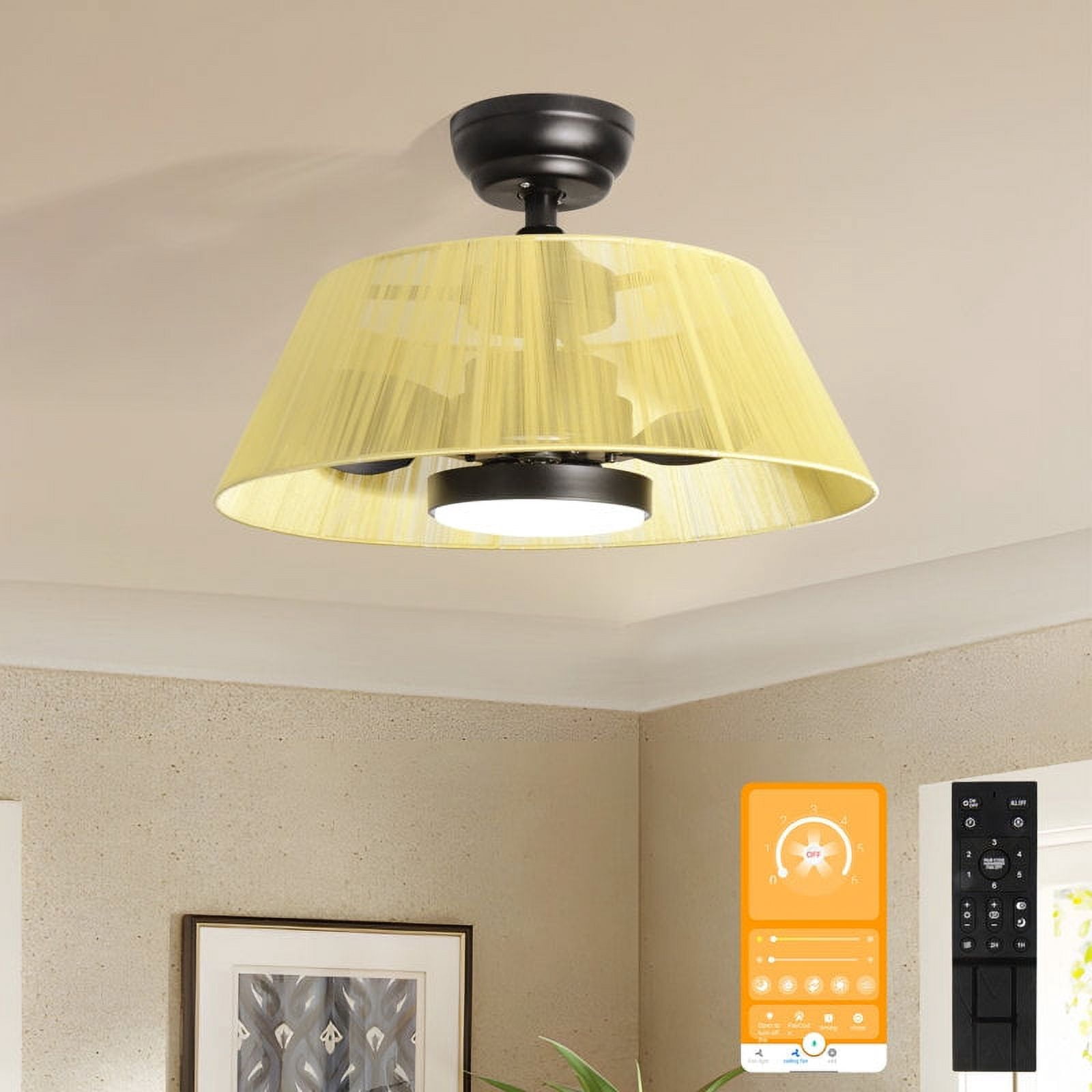 MultiEase Golden Ceiling Fan Light: 20 Inch Mesh Wrap Fan Light with ...