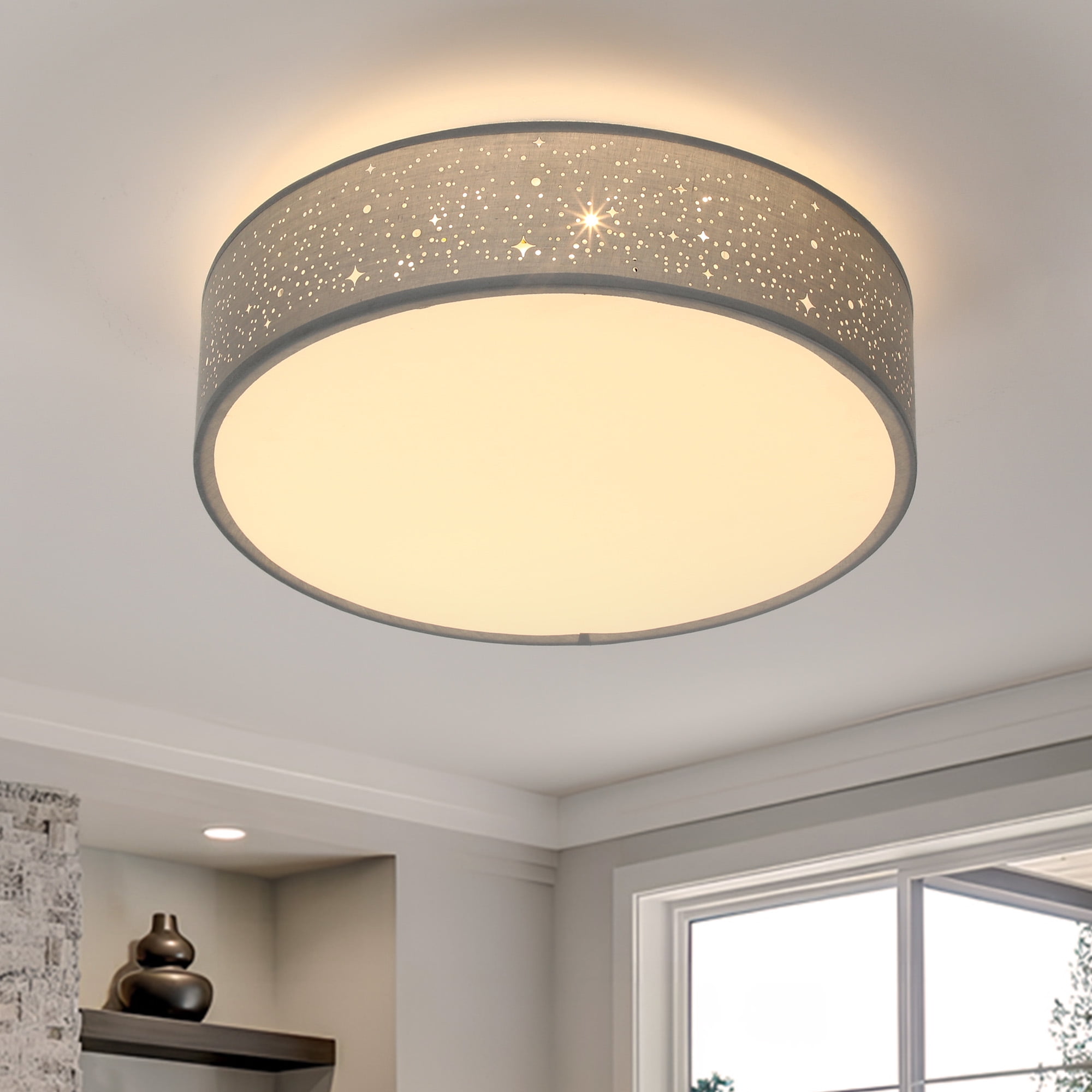 MultiEase Modern Flush Mount Ceiling Light: Round LED Ceiling Light ...
