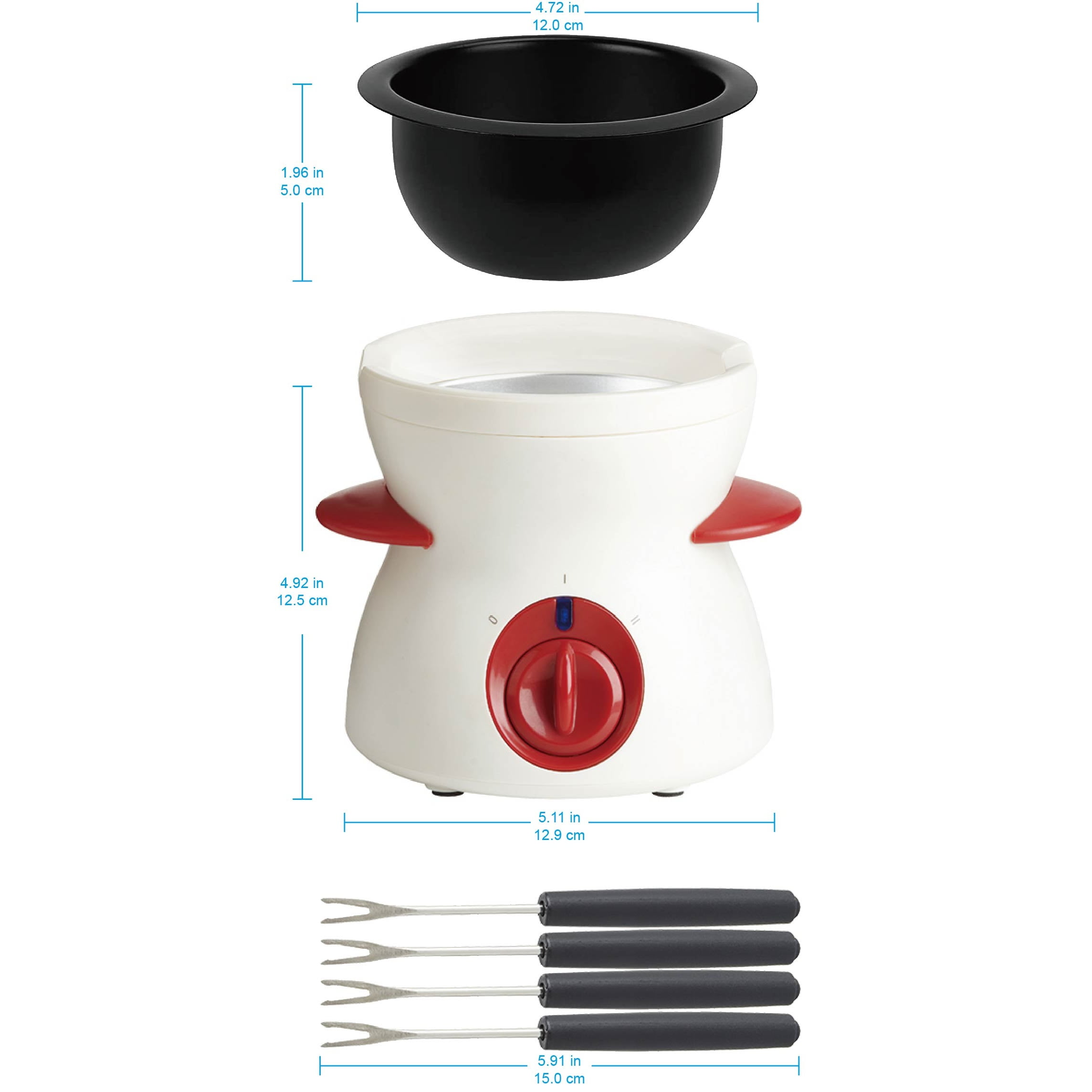 MultiOutools Mini Electric Fondue Pot Set With Dipping Forks, Chocolate ...