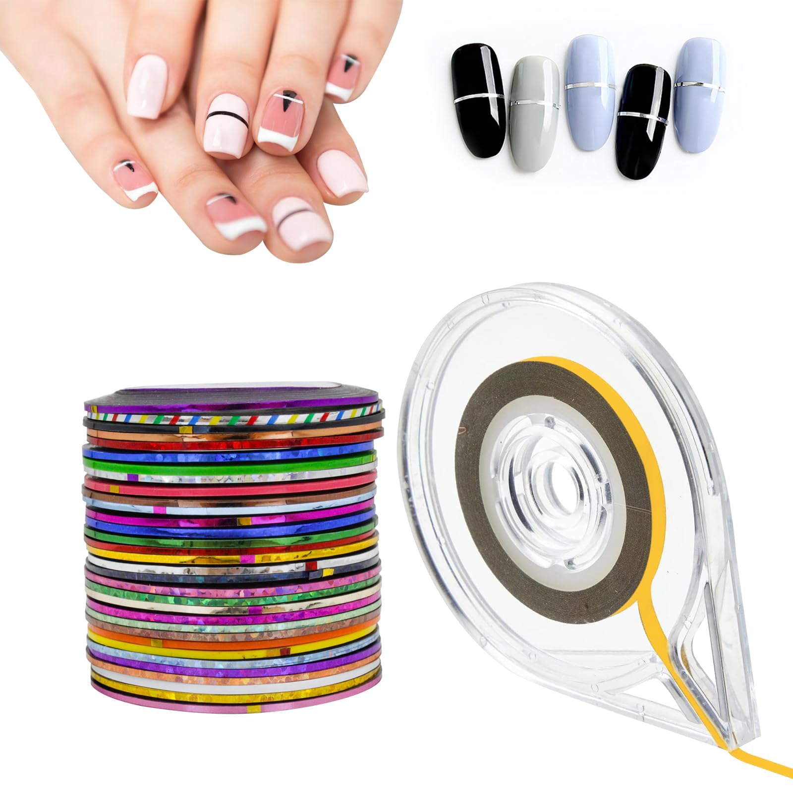 MultiValue Nail Striping Tape, 32 Color Glitter Nail Tape with a ...