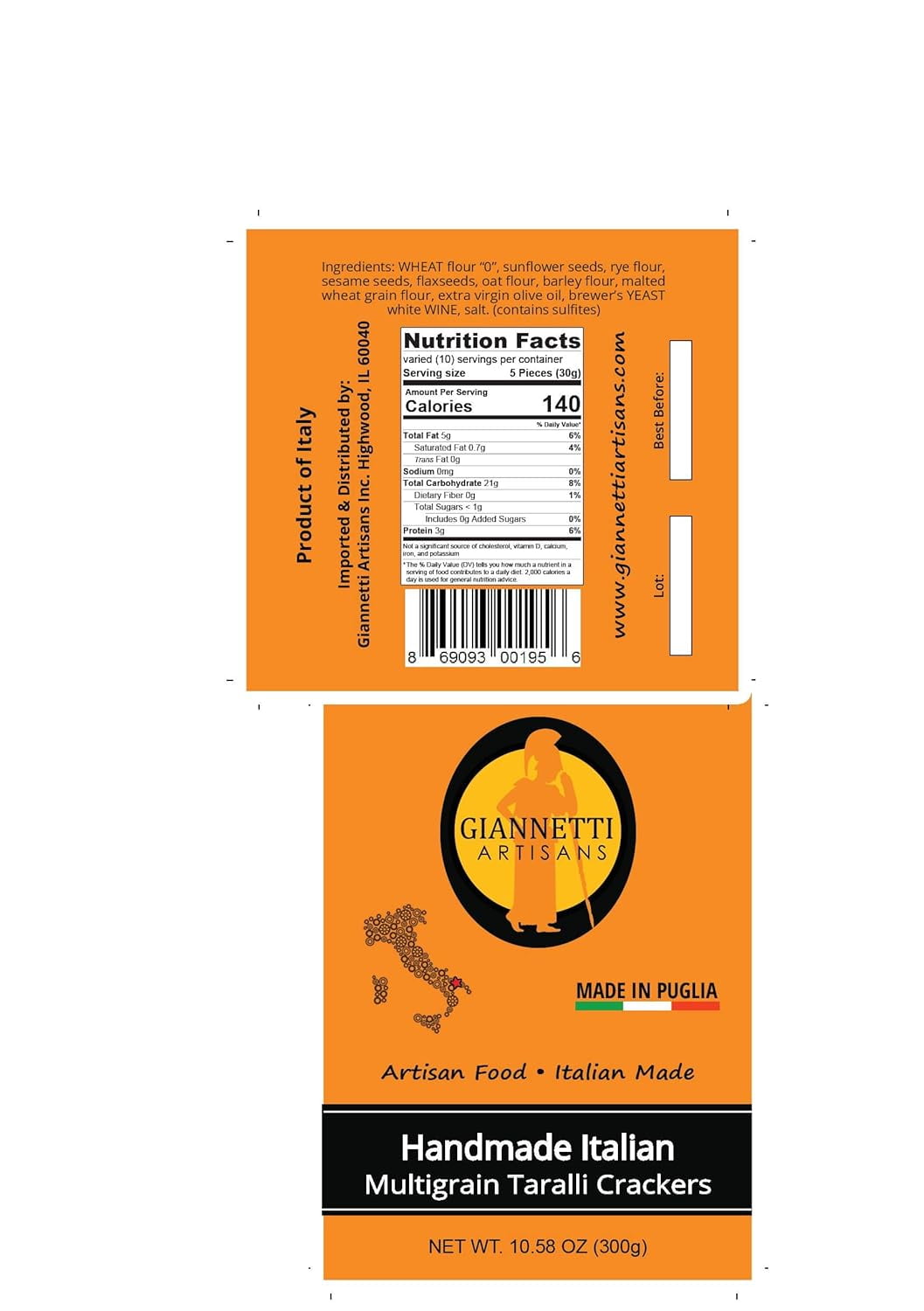 Multiain Taralli Crackers - Imported from Apulia, Bari - 1, 2 3 Packs ...