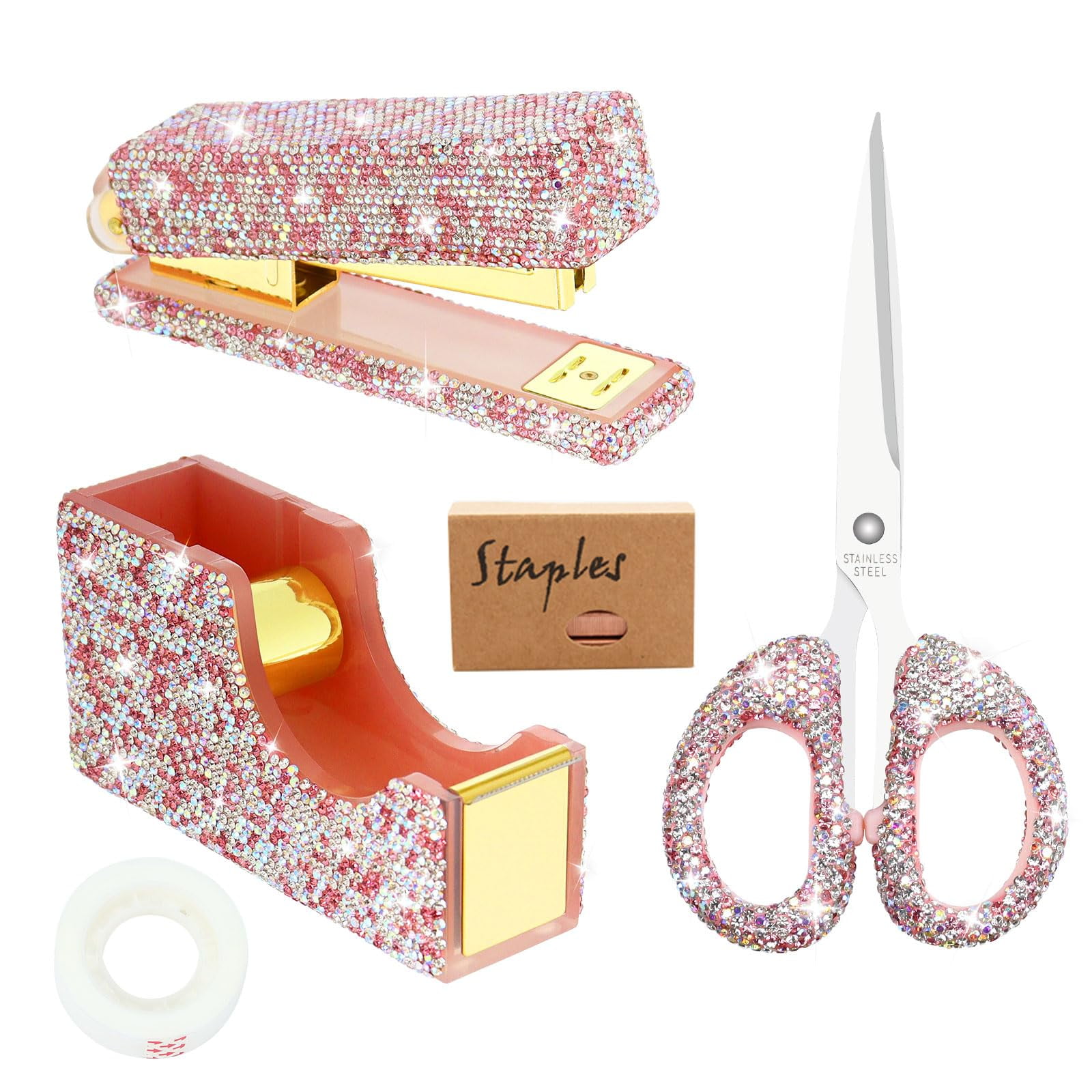 Multibey Set of 3 Pink Diamond Office Accessories, Including Diamond ...