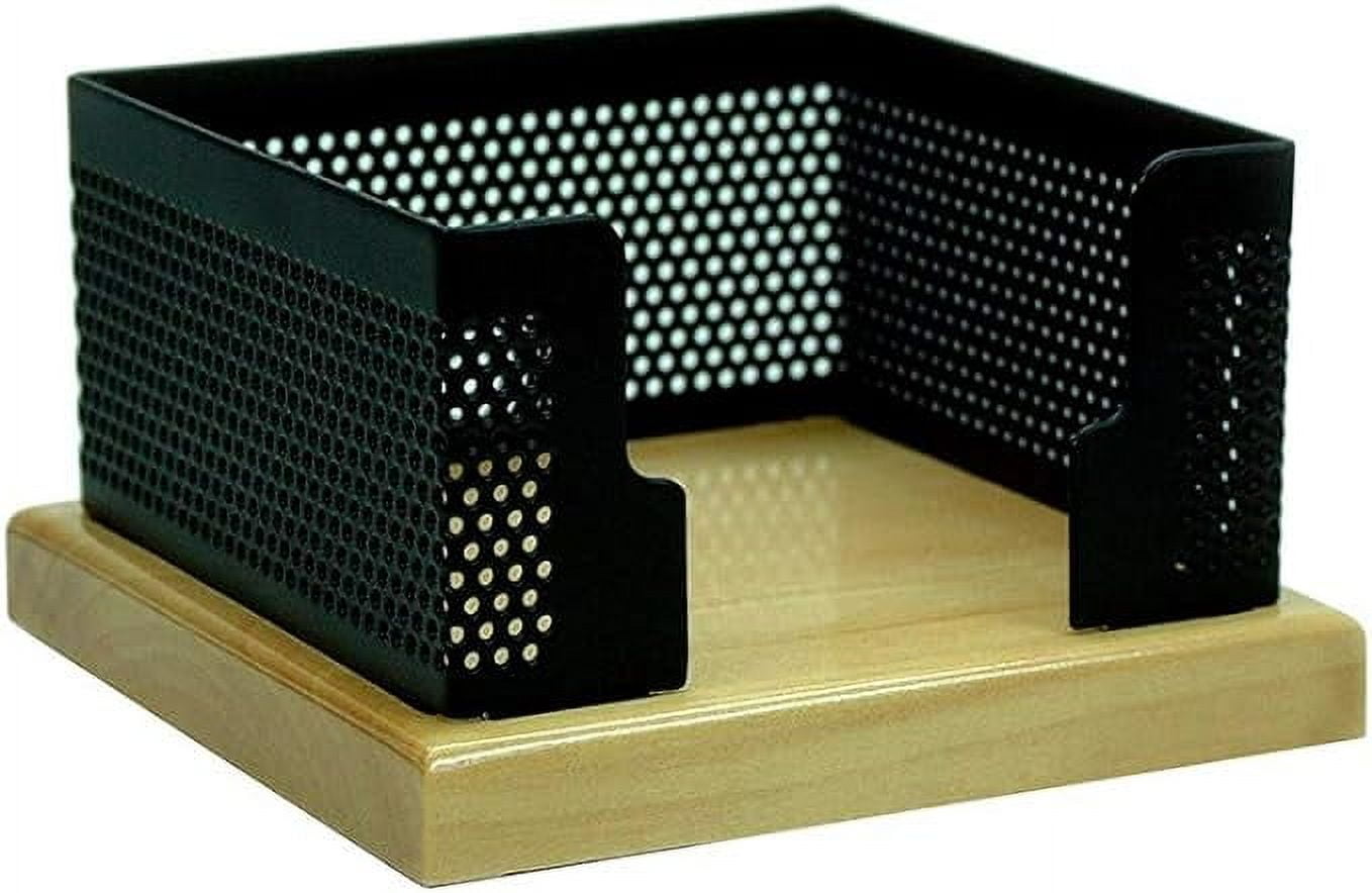Multibey Wooden Base Black Mesh Cube Memo Paper Sticky Note Holder ...