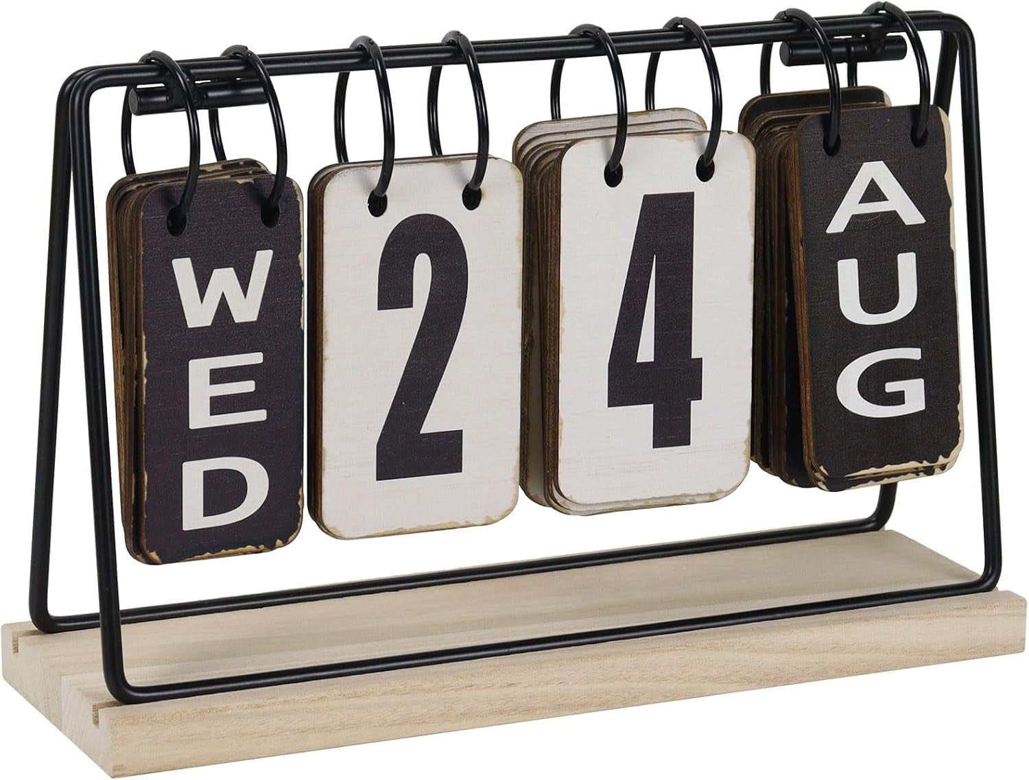 Multibey Wooden Flip Calendar for Desk, Perpetual Block Calendar with ...
