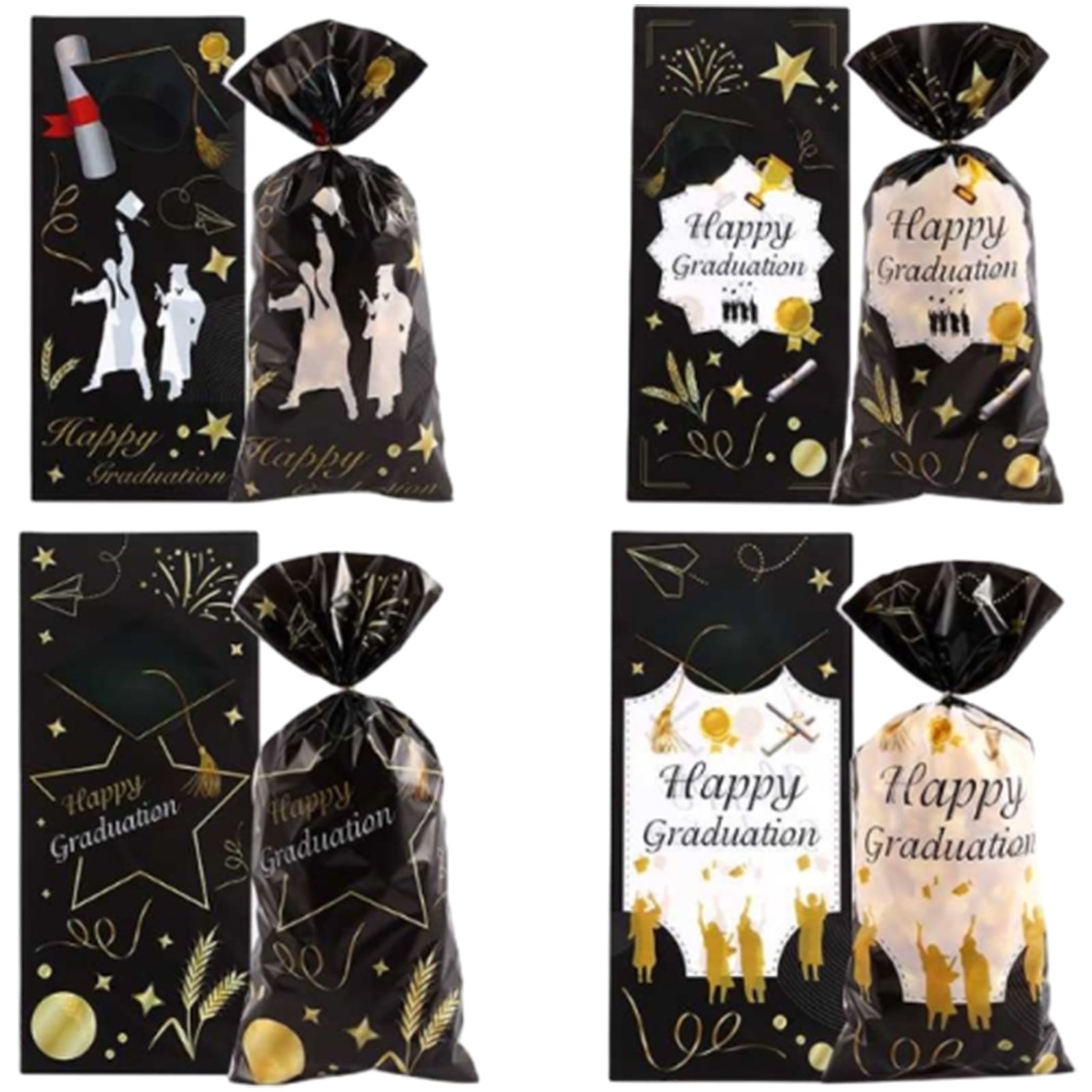 Multicolor 4 Pattern Graduation Candy Bag Party Favor Pouch Goodie Bag ...