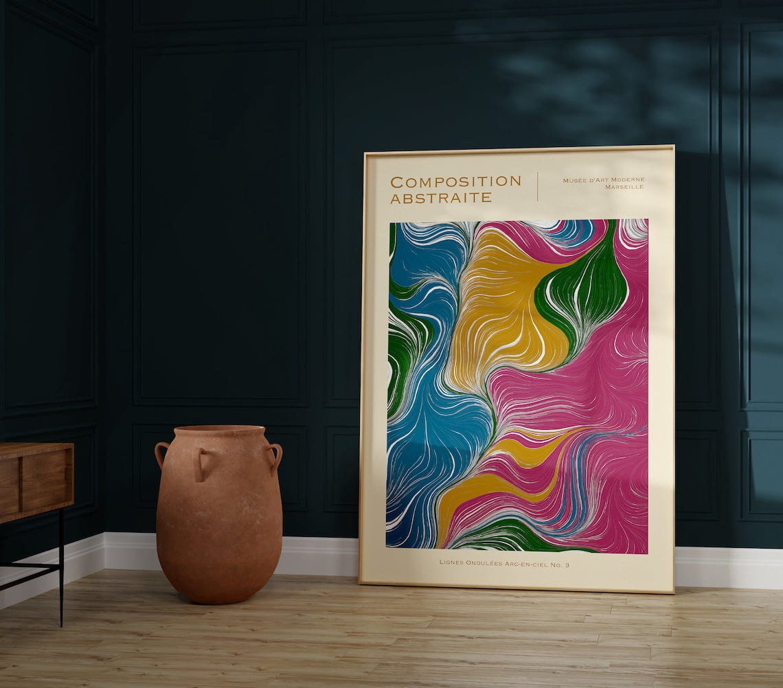 Multicolor Abstract Modern Minimalist Wall Art, Unframed Paper Poster ...