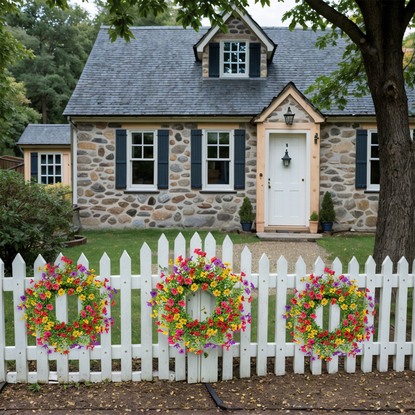 Multicolor Artificial Violet Garland Flower Wreath Fake Floral ...