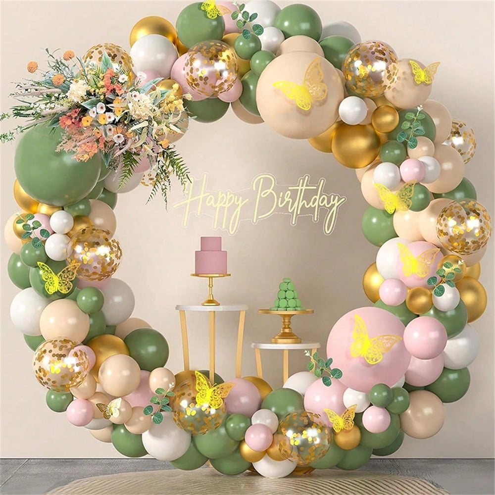 Multicolor Balloon Arch Set 185 Pieces Light Pink Olive Green Blush ...