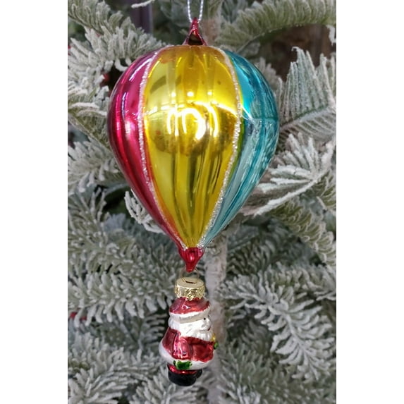 Multicolor Balloon with Santa Christmas Glass Ornament Wizardi F07M10-3 ...