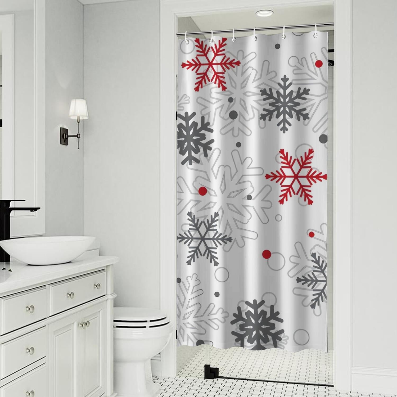 Multicolor Christmas Snowflake Pattern Shower Curtain 36"x72" ,Bathroom ...