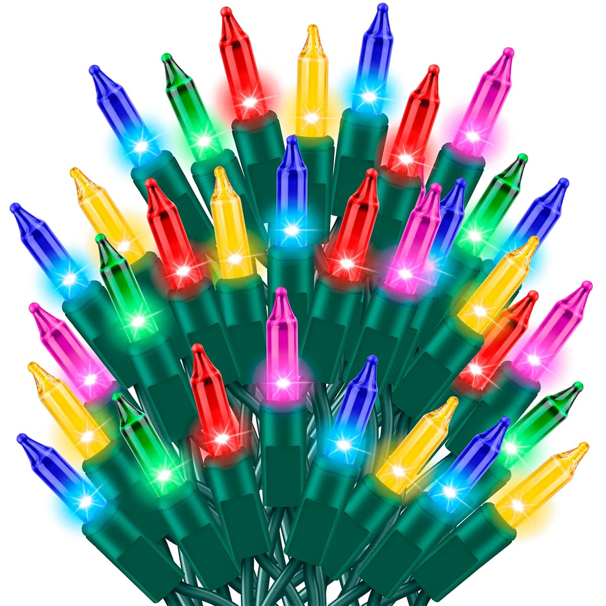 Multicolor Christmas String Lights ,33ft 100 LED Mini Battery String ...