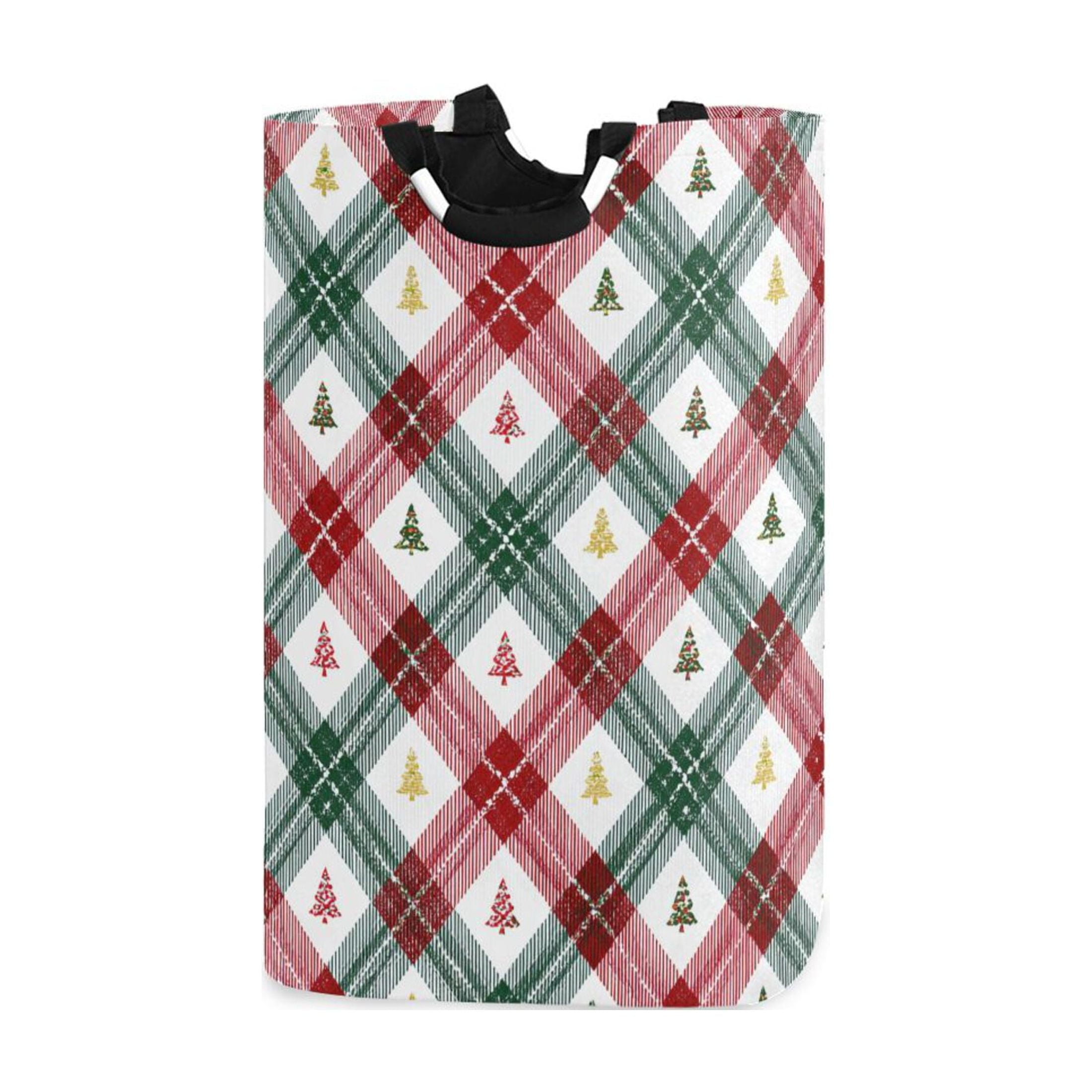 Multicolor Christmas Trees Red Green Lines Laundry Basket with Handles ...