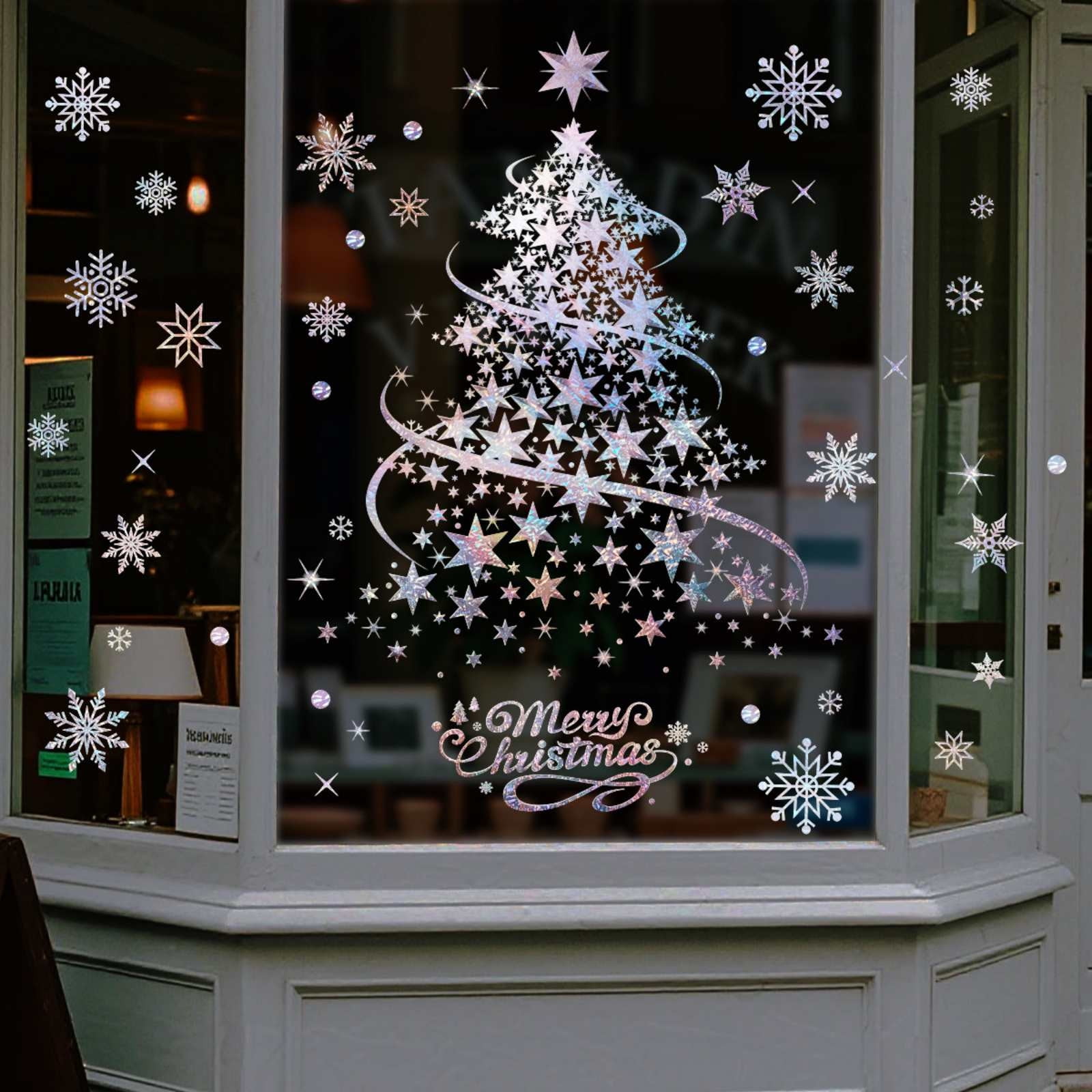 Multicolor Christmas Window Clings – Snowflake and Bell Static Decals ...
