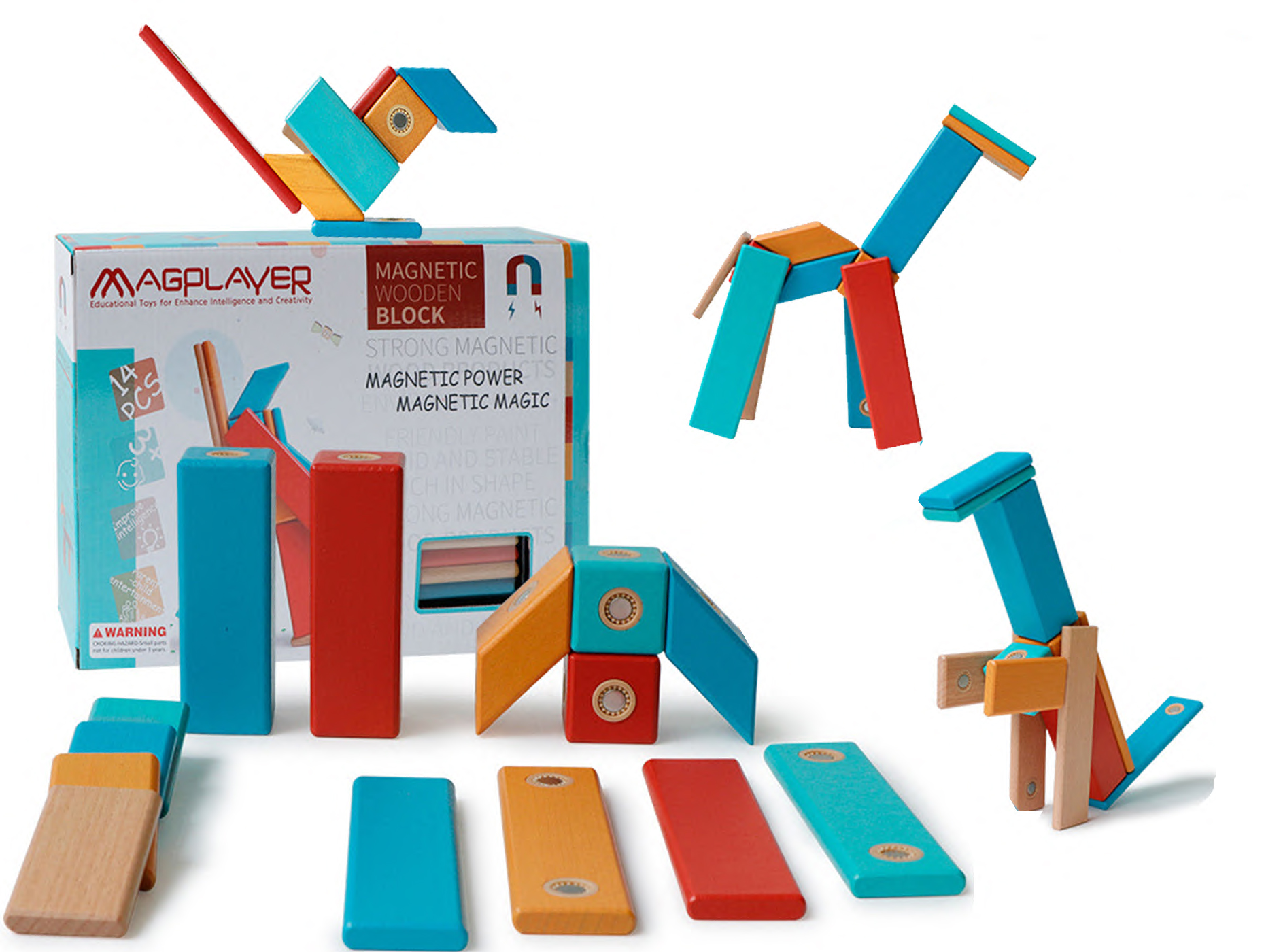 Mag-Genius building Magnet Tiles 3D Brain Building Blocks Set of 120 ...