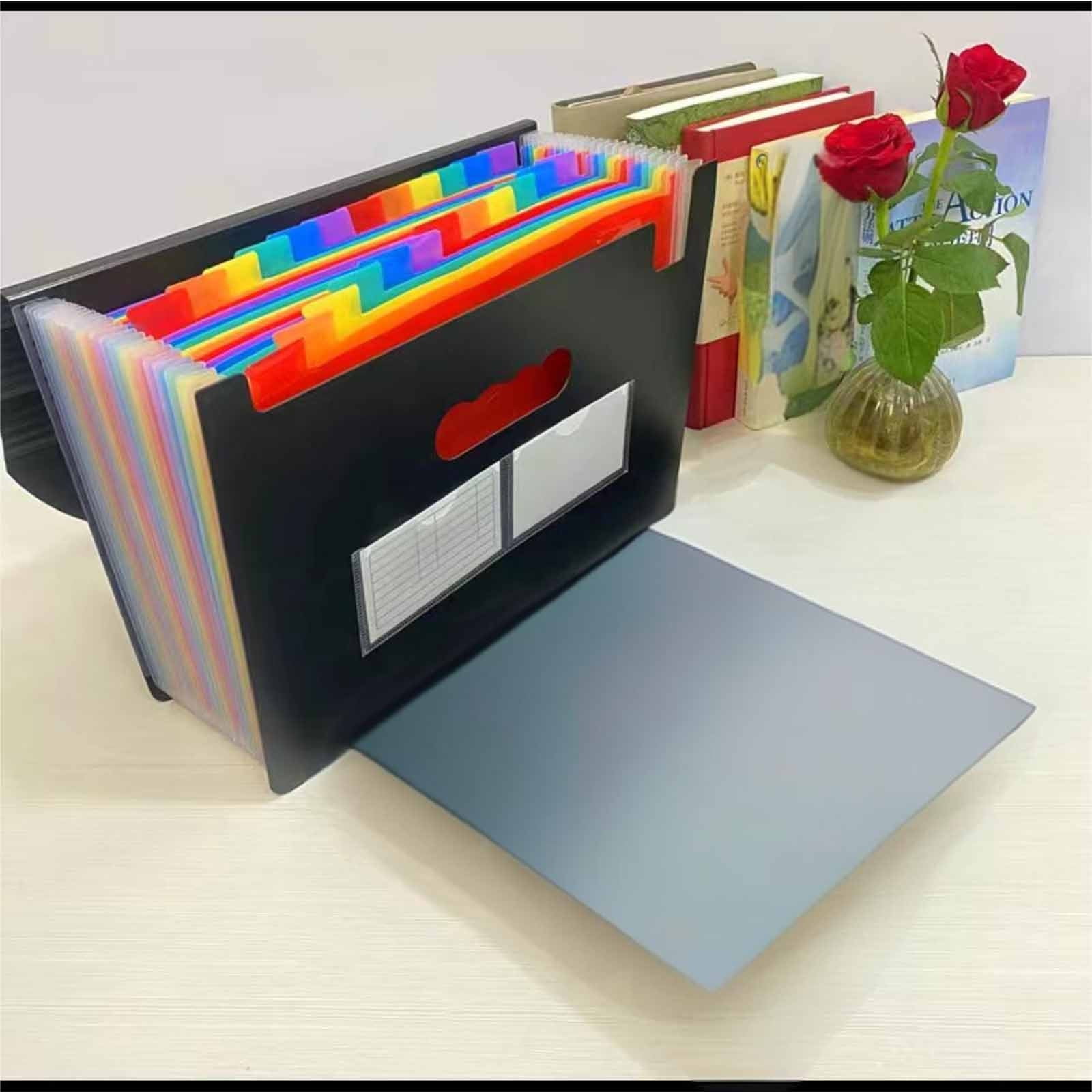 Multicolor & Clear Plastic File Folder - 12 Compartments Large Storage ...