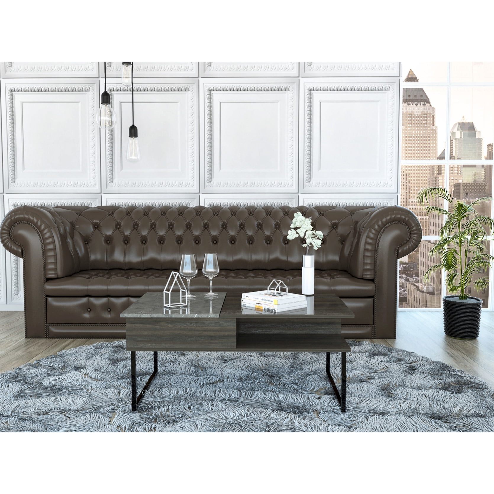 Multicolor Coffee Table with Lift Function and Side Shelves / Enhance ...