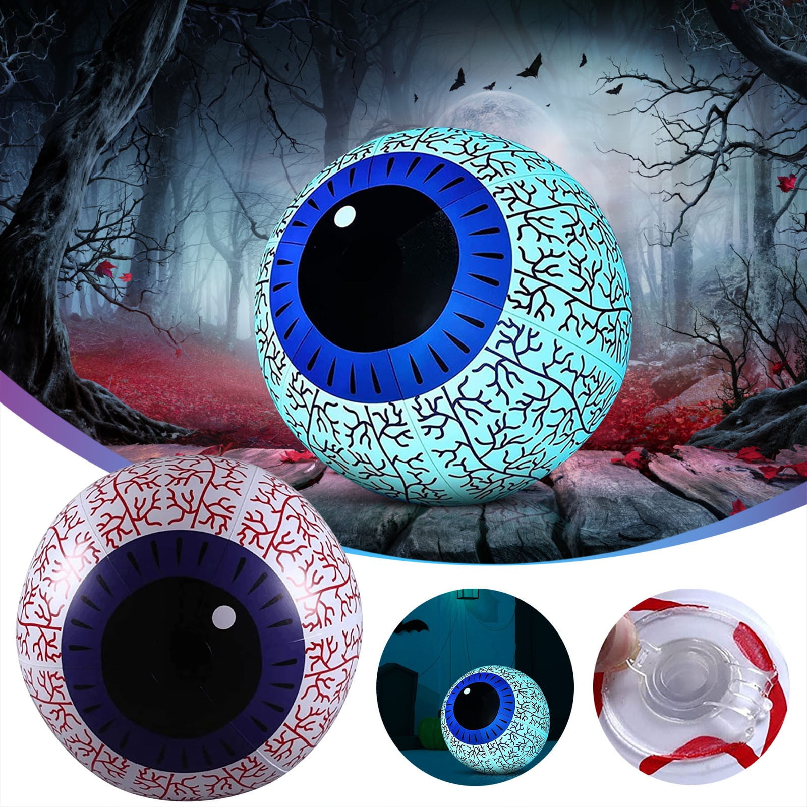 Multicolor Compact Led Inflatable Eyeball Halloween Decor Remote ...