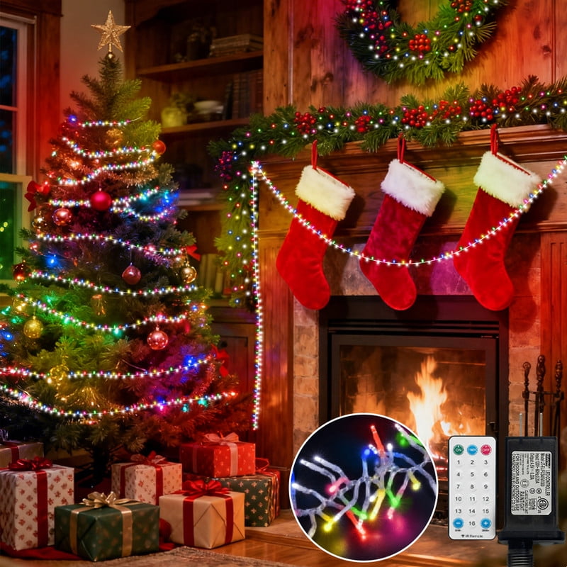 Multicolor and Cool White Christmas Mini Lights，Tree Lights Outdoor ...
