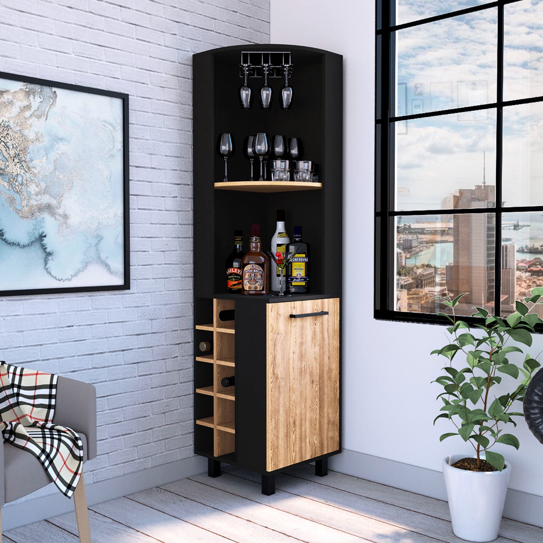 Multicolor Corner Bar Cabinet / Fits in Any Room Corner / Adds Style to ...