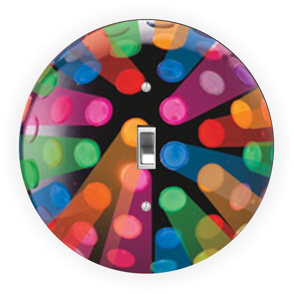 Multicolor Disco Ball Design - Round Light Switch Plate Cover - Single ...