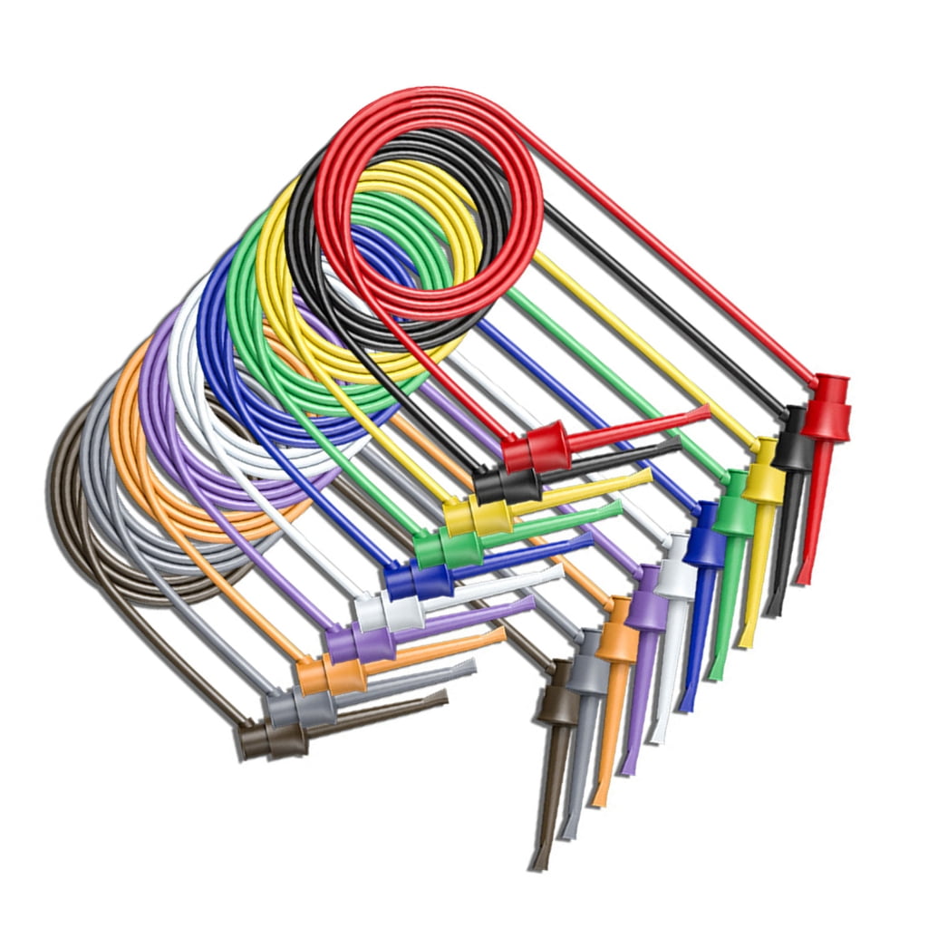 Multicolor Electrical Test Cable Copper Hook PVC Coated 1 Meter Double ...