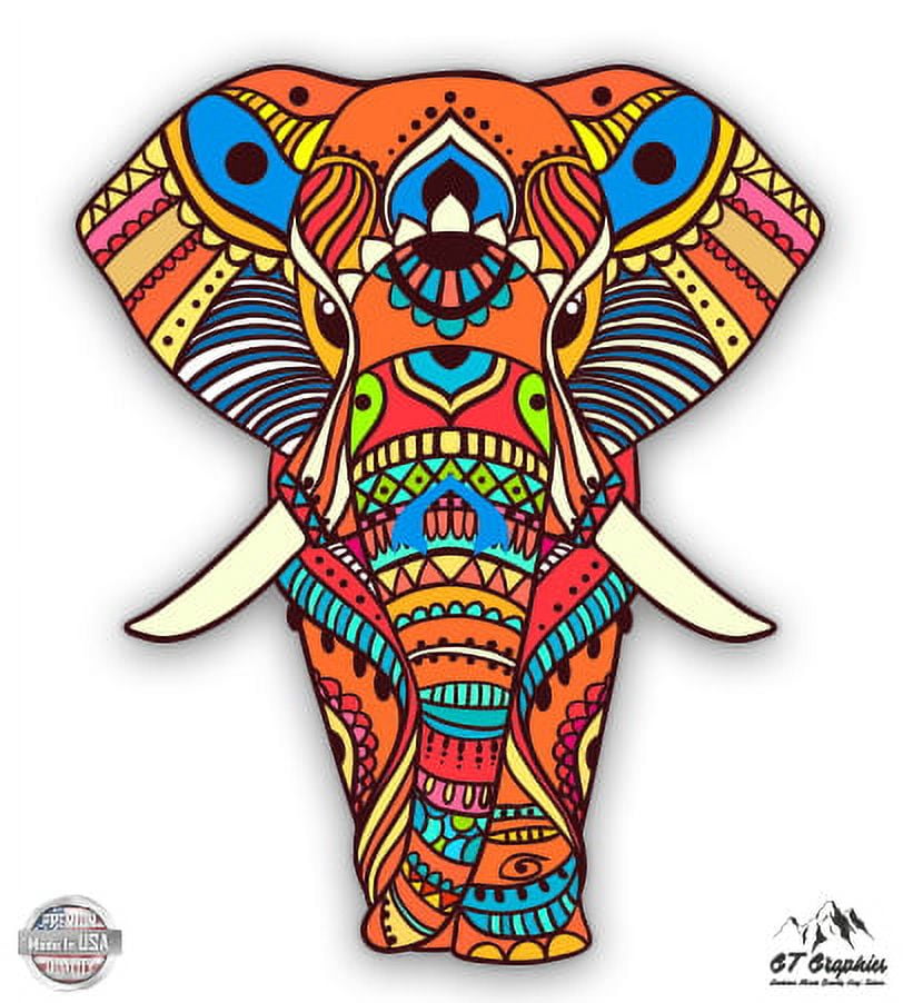 Multicolor Elephant - 5" Vinyl Sticker - For Car Laptop I-Pad ...