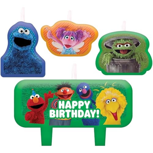 Multicolor Everyday Sesame Street Birthday Candle Set - 1.3-2.3, 4 ...