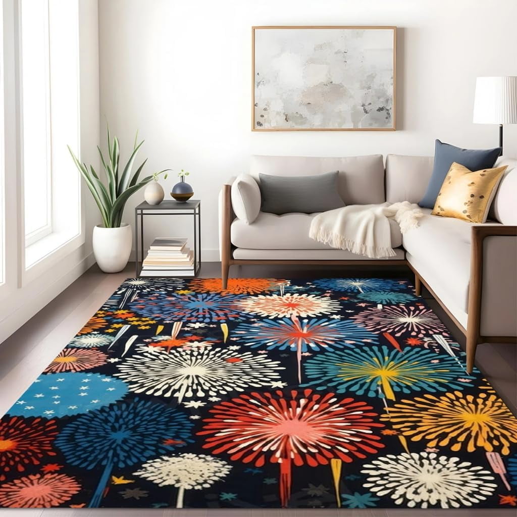 Multicolor Fireworks Modern Contemporary Aesthetics Area Rug Non ...