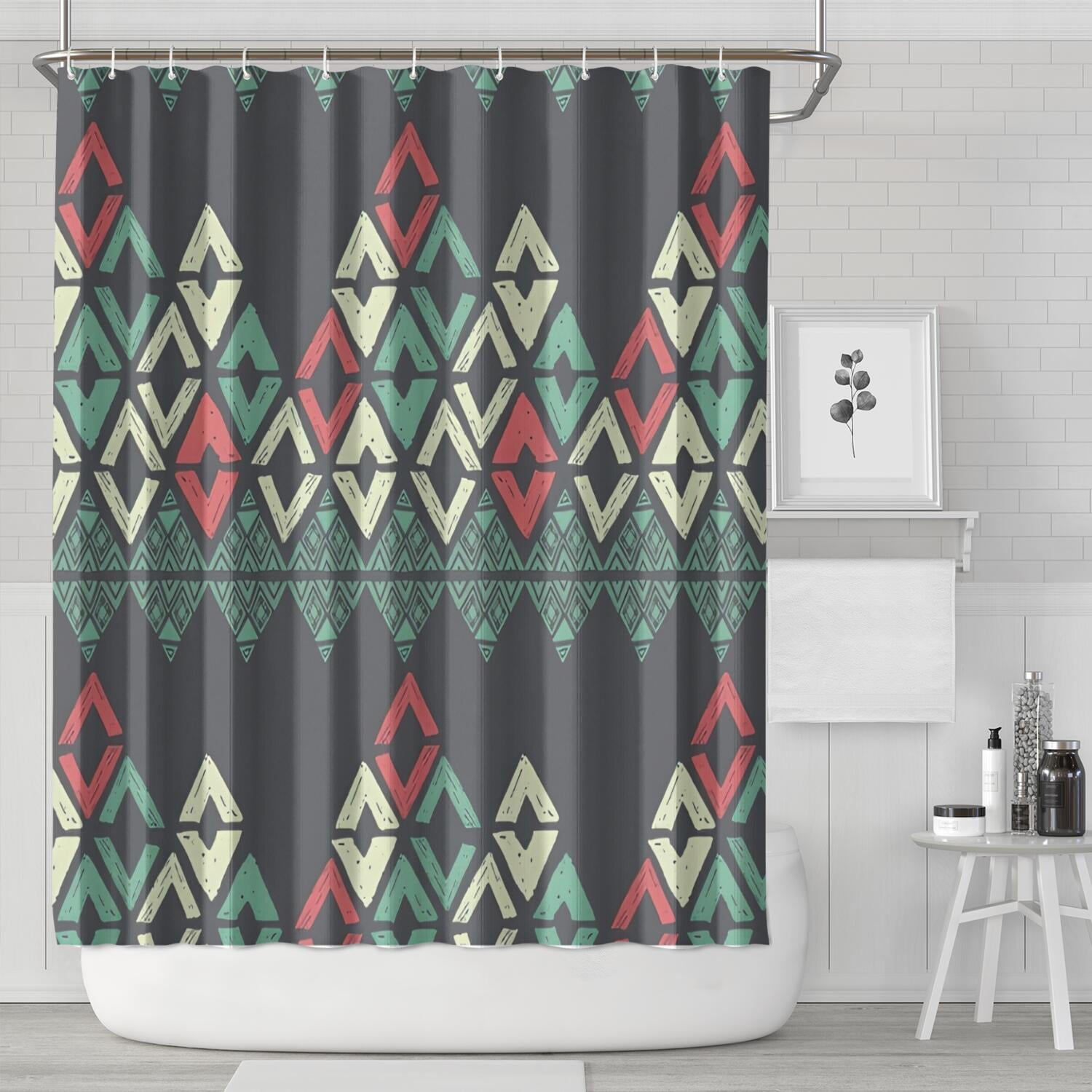 Multicolor Geometric Pattern Shower Curtain 72"x84" ,Bathroom ...