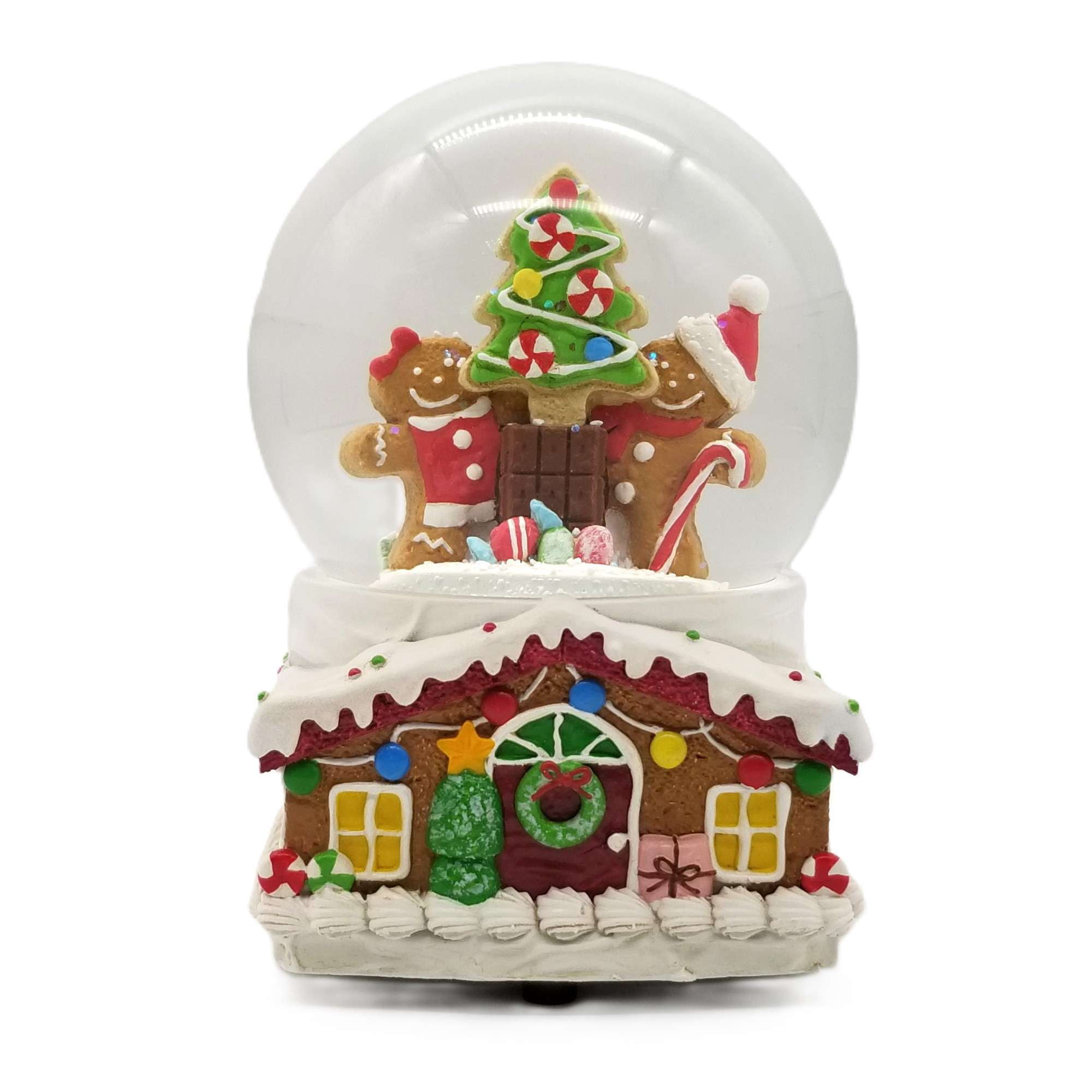Multicolor Gingerbread Man Musical Christmas Snow Globe Decoration, by ...