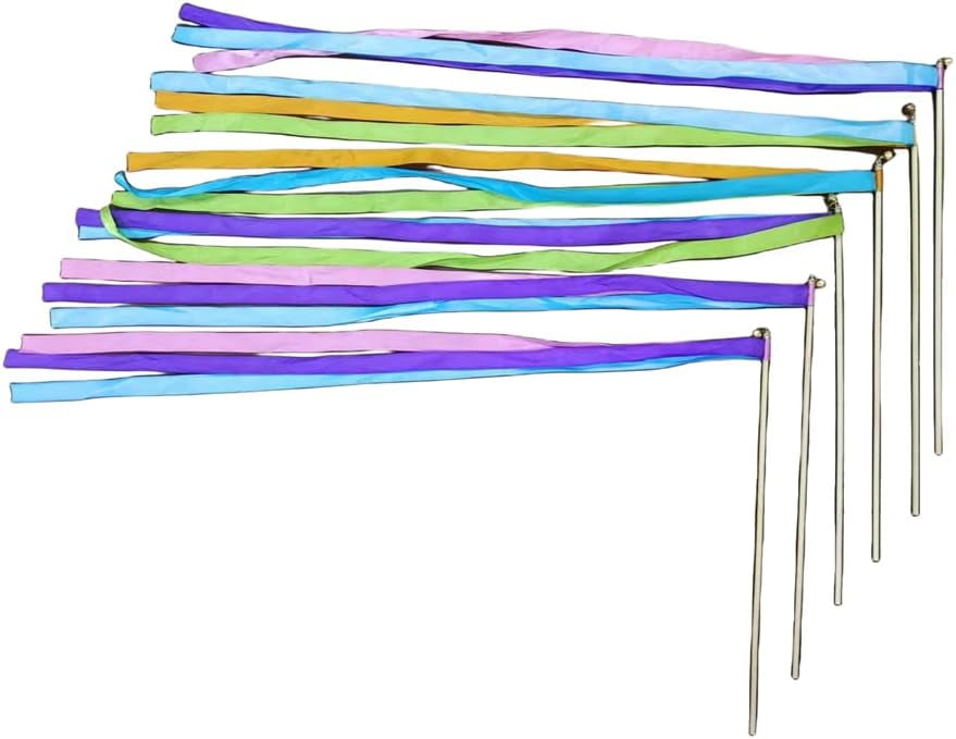 Multicolor Glitter Gymnastics Ribbon Stick [6 Pack] with 12 inch Stick ...