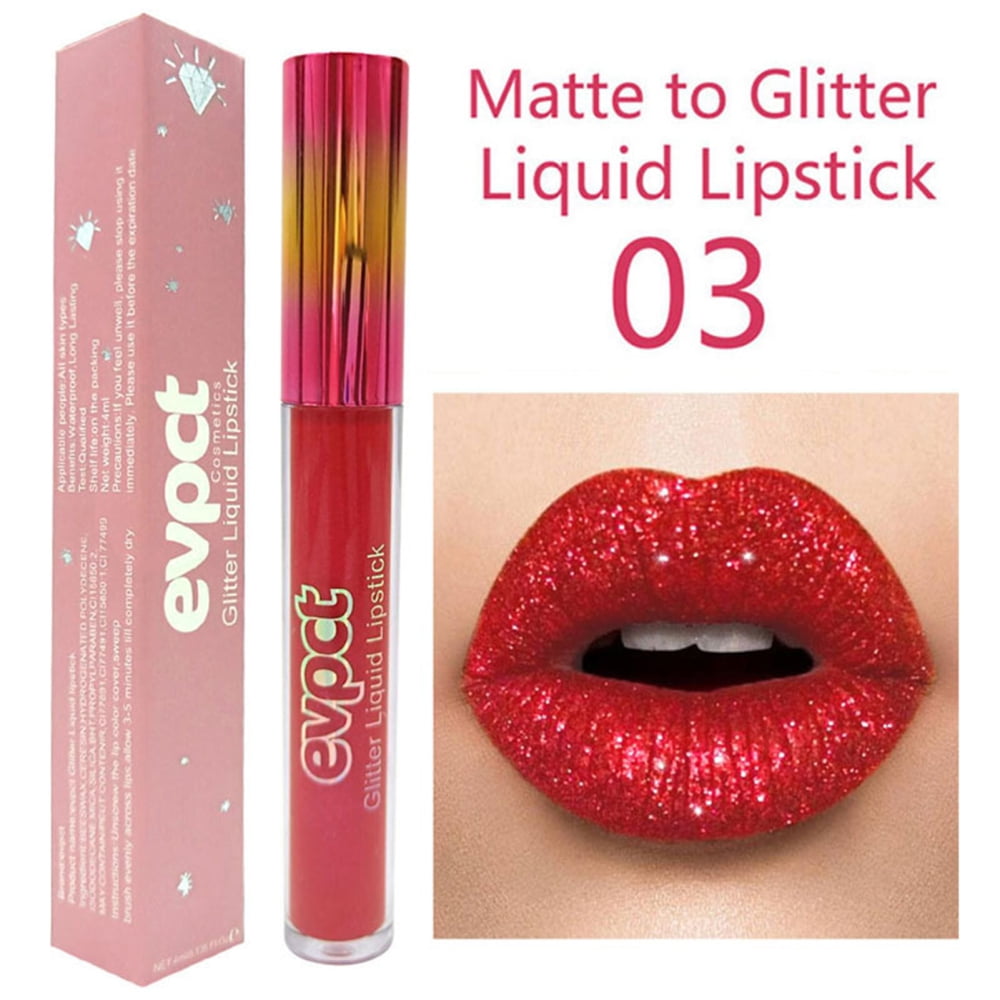 Multicolor Glitter Lipstick Shiny Metallic Lipsticks Waterproof Long ...
