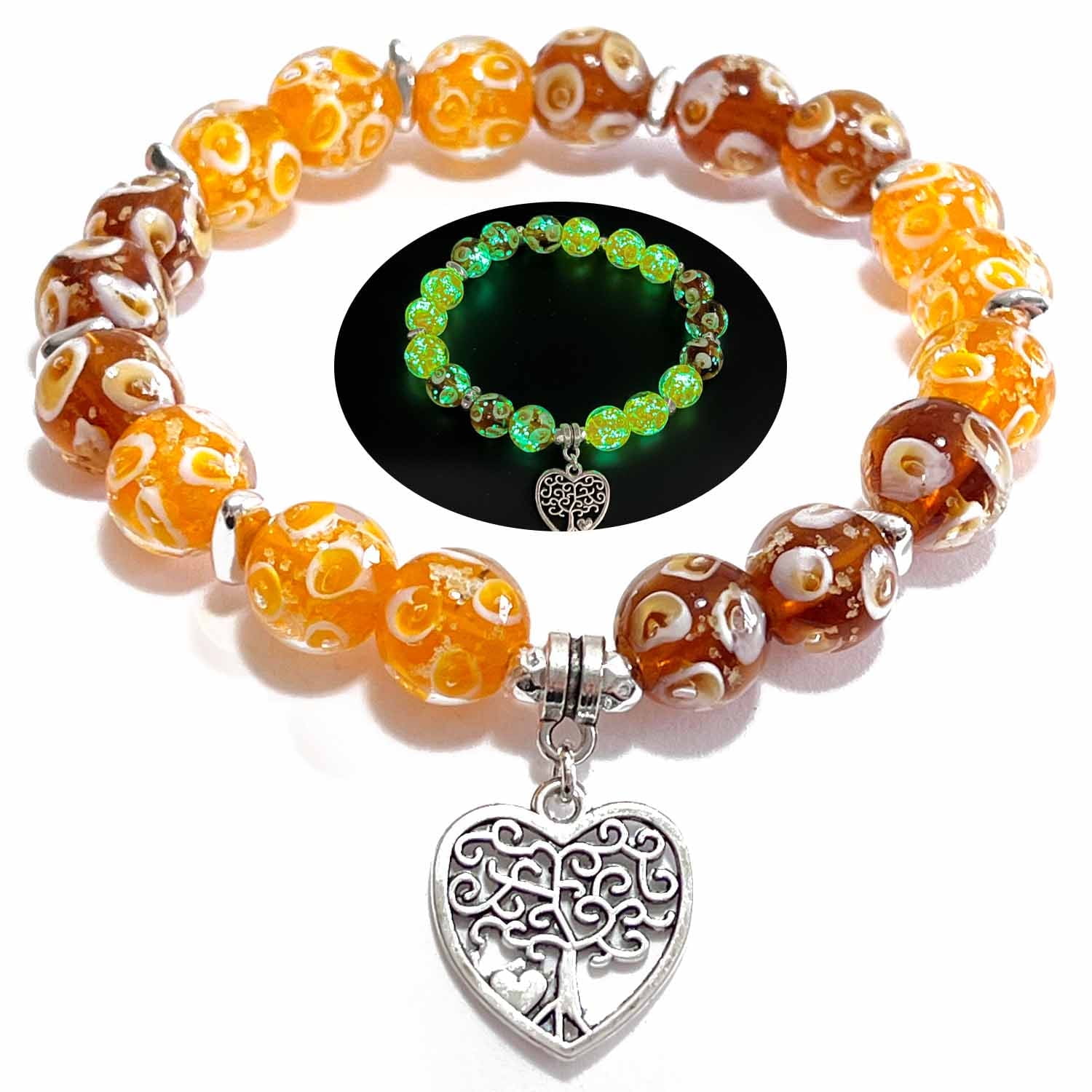Multicolor Glow in The Dark Firefly Beads Bracelet, Handmade in USA ...
