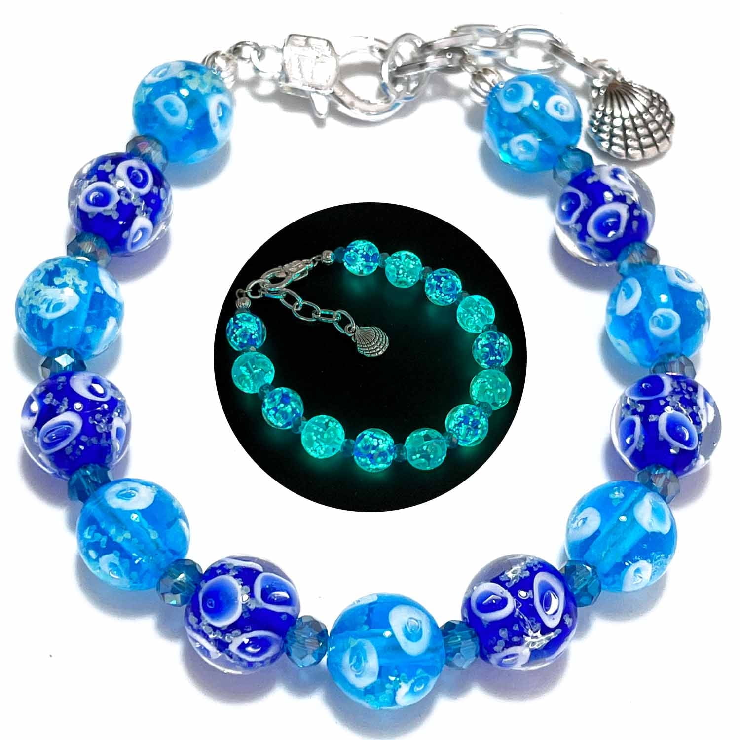 Multicolor Glow in The Dark Firefly Beads Bracelet, Handmade in USA ...