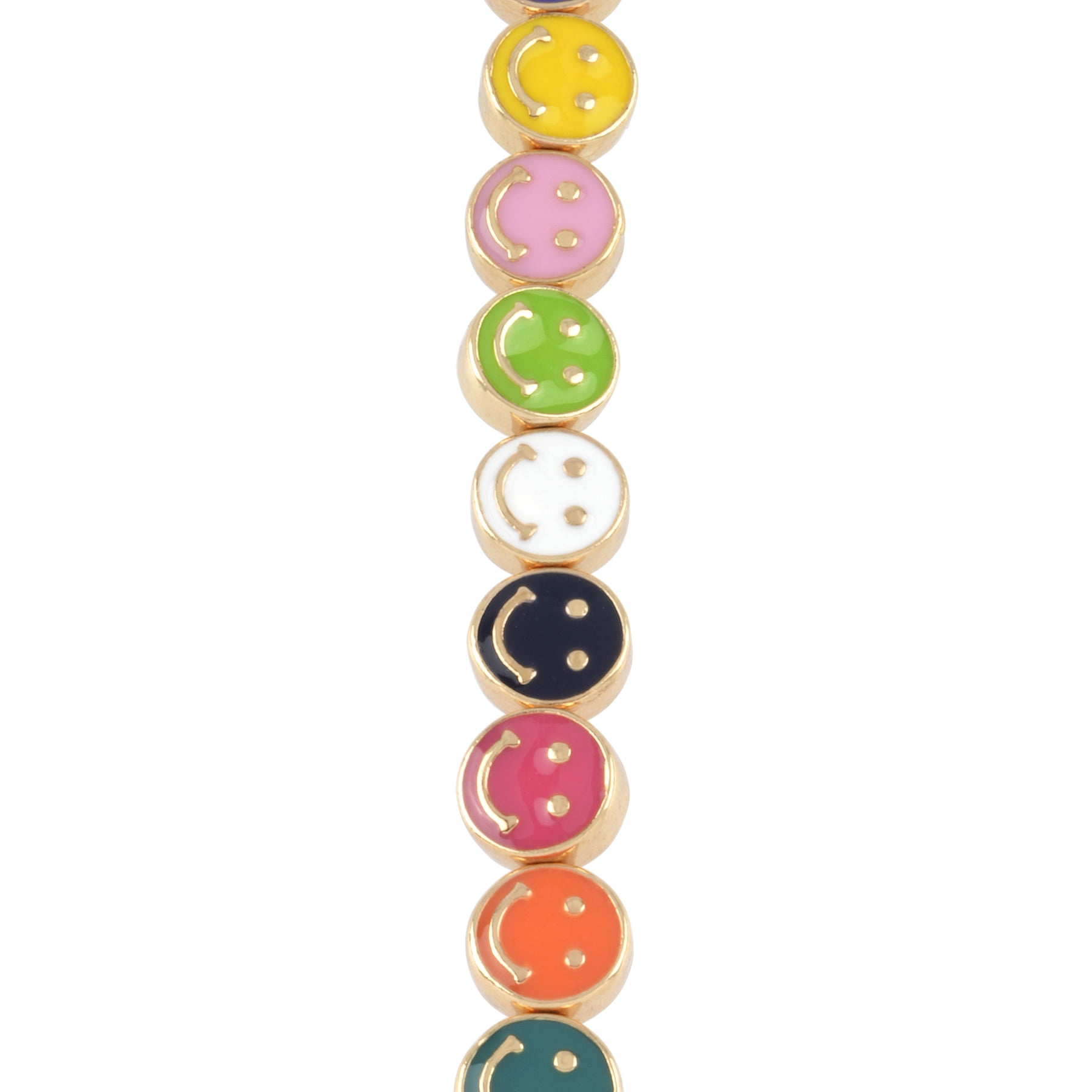 Multicolor & Gold Smiley Face Disc Beads - 9.5mm by Bead Landing ...