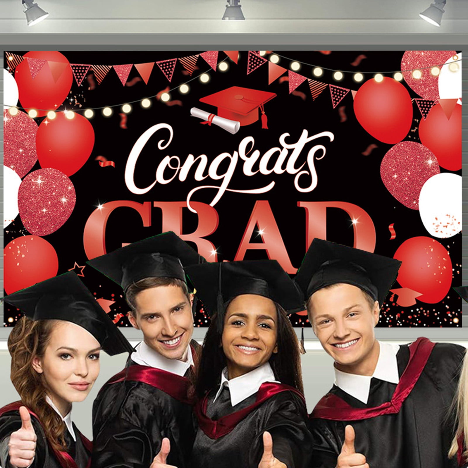 Multicolor Graduation Backdrop Decor 70.8X43.3 Inches Polyester Fabric ...